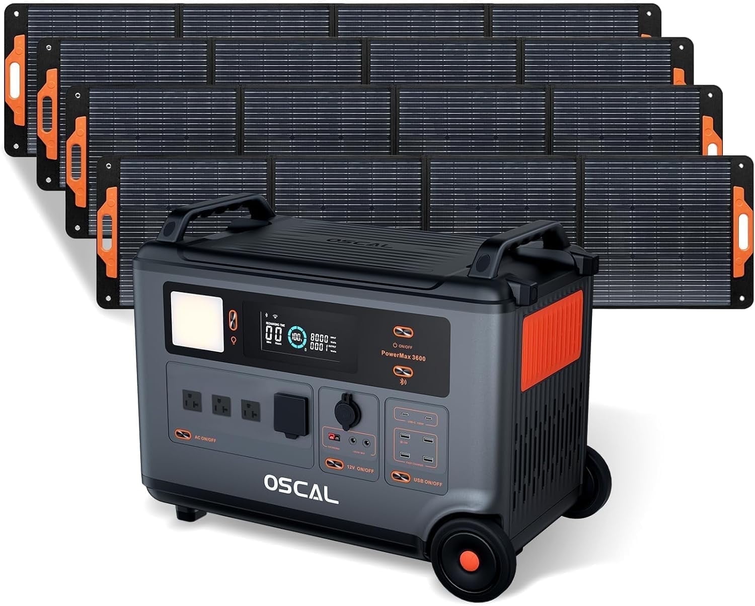 Oscal Portable Power Station with 4xPM200 Solar Panels,3600Wh (Surge ...
