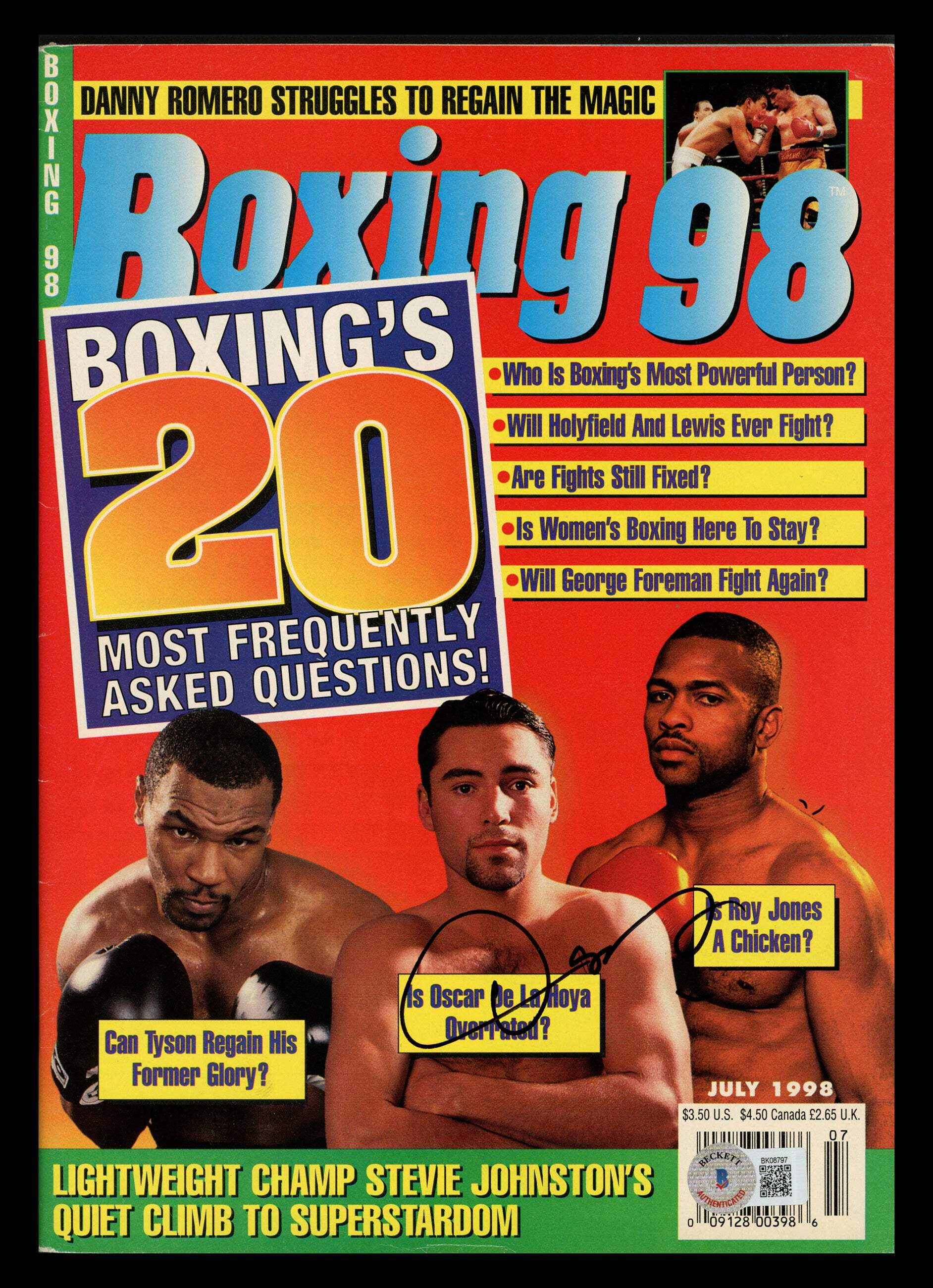 Oscar De La Hoya Autographed Boxing 98 Magazine Beckett BAS QR #BK08797 ...