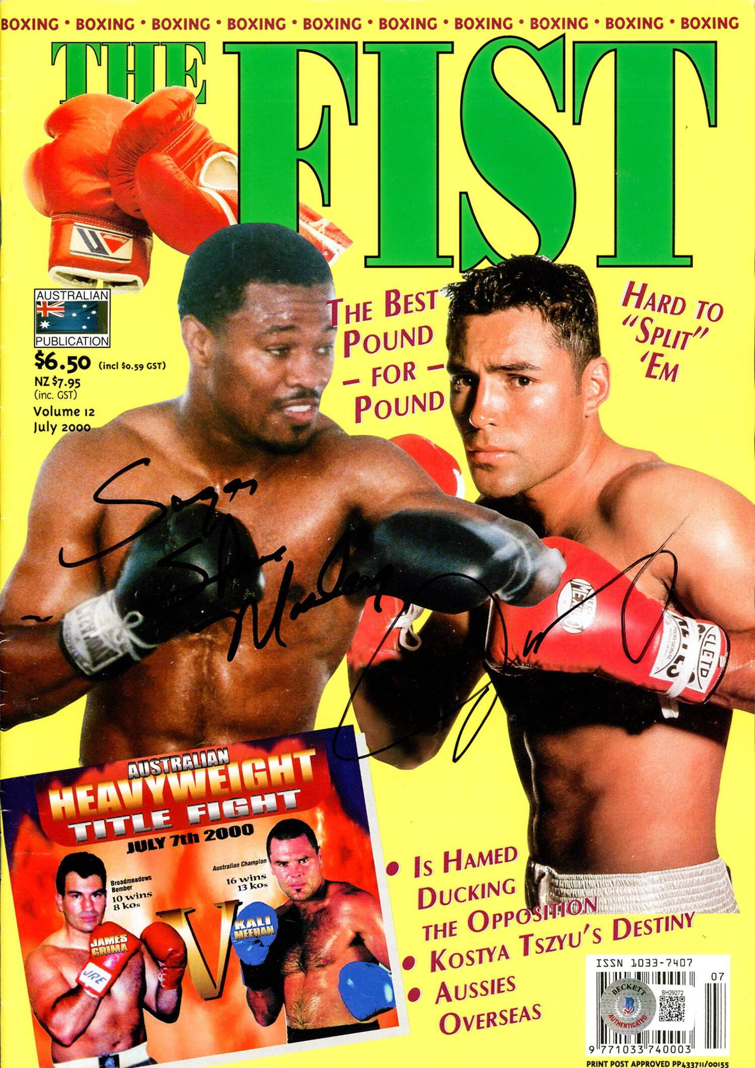 Oscar De La Hoya "Sugar" Shane Mosley Autographed The Fist Magazine Beckett BAS #BH29272 ...