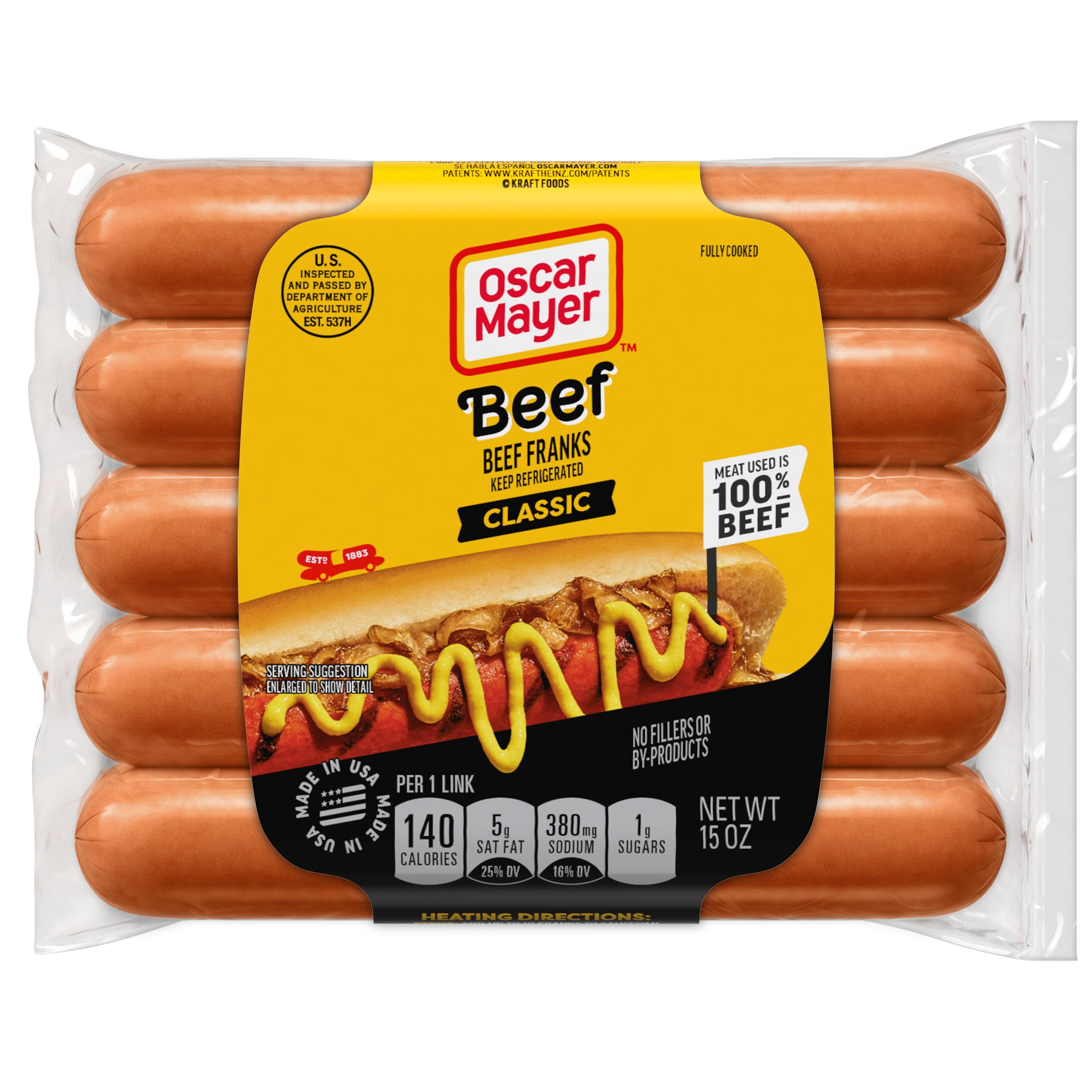 Oscar Mayer Classic Uncured Beef Franks Hot Dogs, 10 ct Pack - Walmart.com