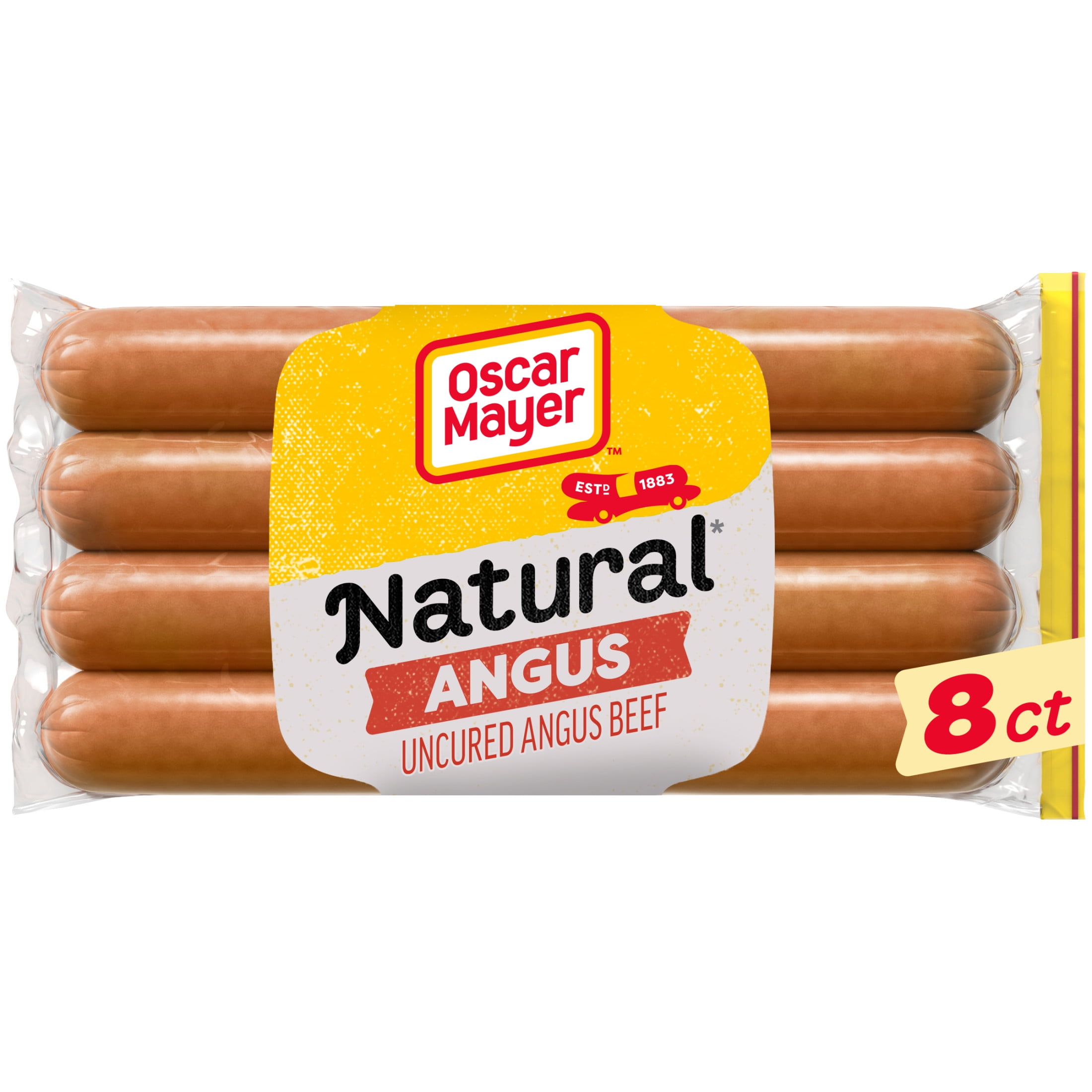 Oscar Mayer Natural Uncured Angus Beef Bun Length Franks Hot Dogs, 8 Ct ...