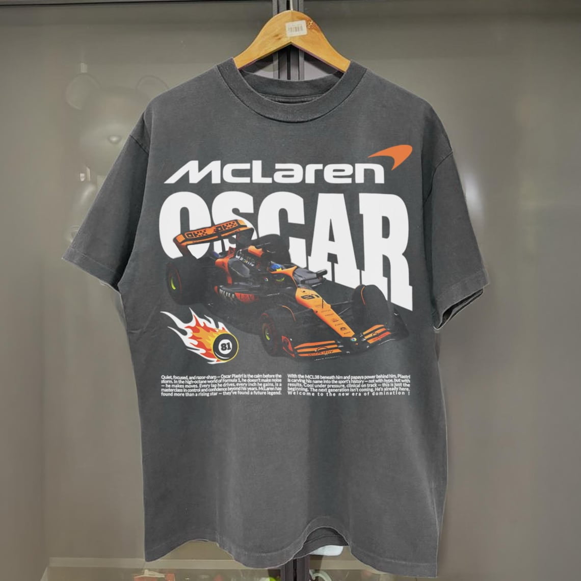 Oscar Piastri McLaren F1 Comfort Colors T-Shirt, Papaya Racing Graphic ...