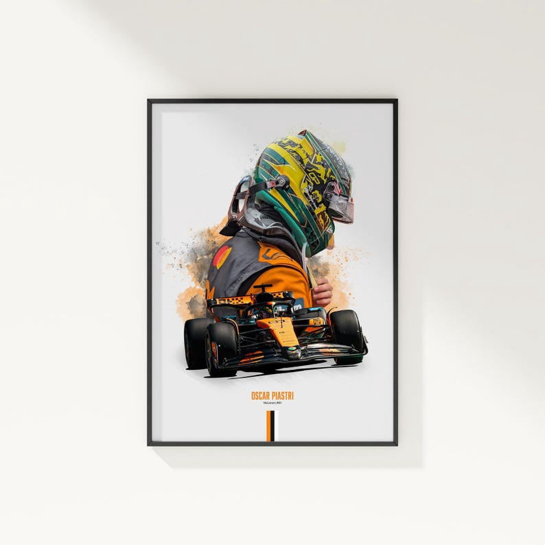 Oscar Piastri McLaren Racing Team Signature Art Poster 16x24 UNFRAMED ...