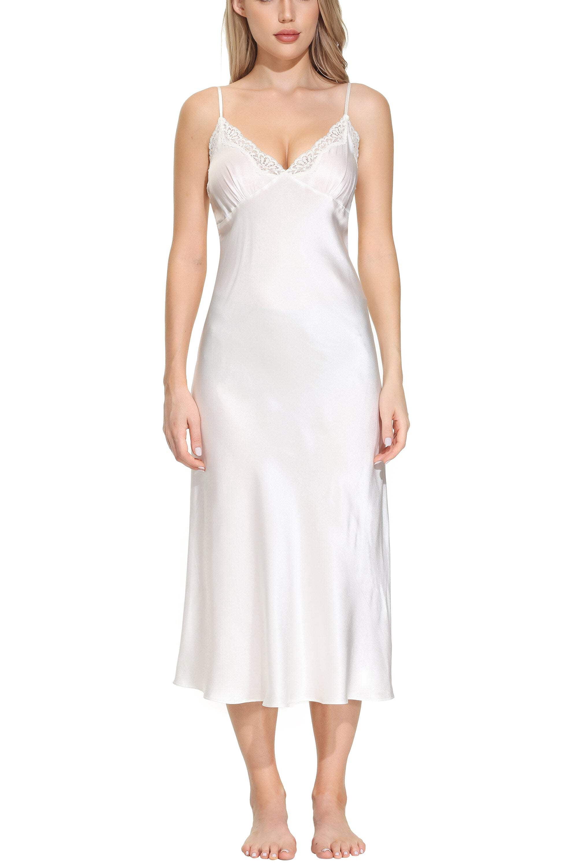 Oscar Rossa Women's Long Silk Nightgown 100% Silk Full Slip Chemise ...