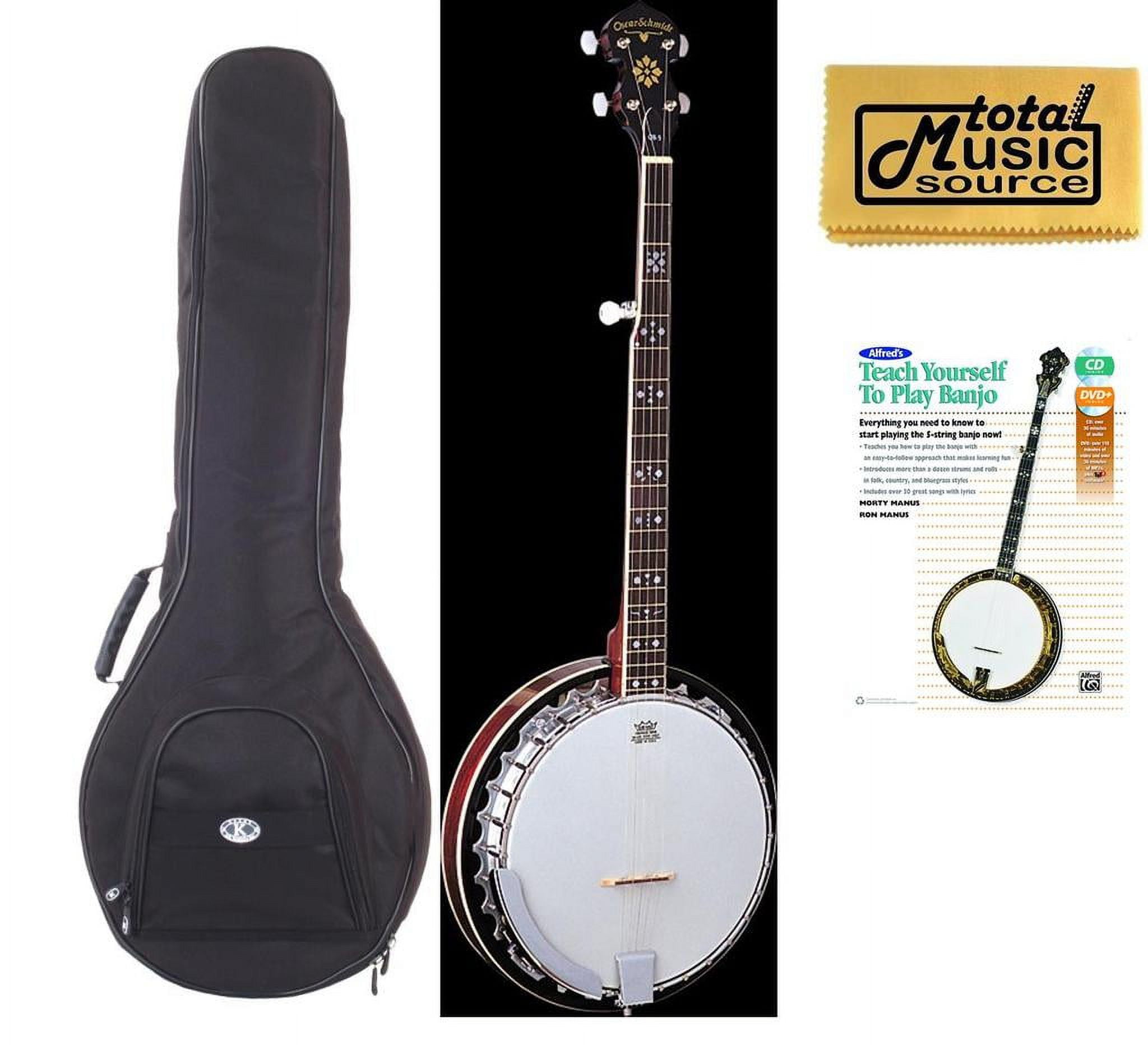 Oscar Schmidt 5-String Banjo STARTER PACK, HD Gig Bag, Banjo Method ...