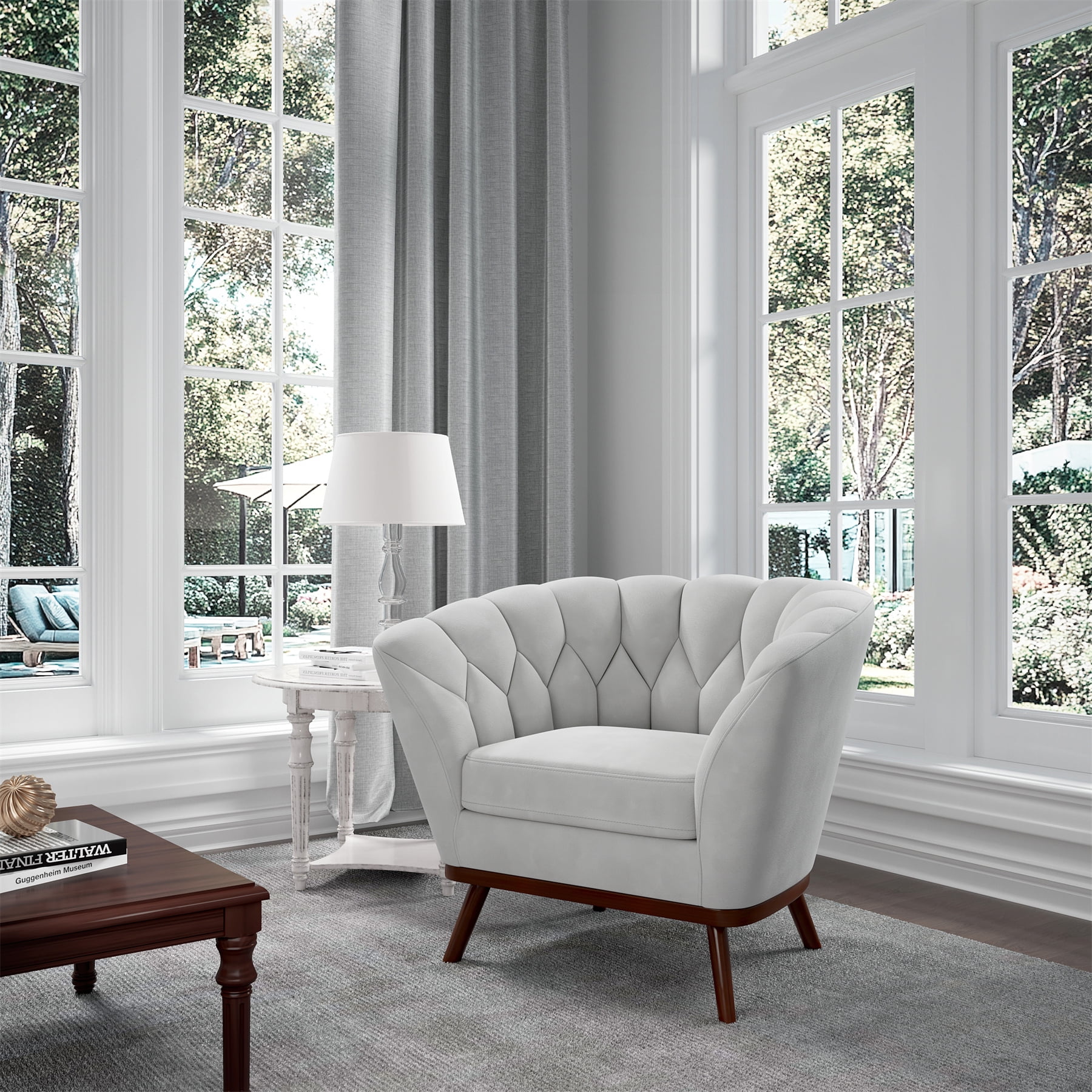 Oscar Upholstered Barrel Accent Chair, Light Grey - Walmart.com