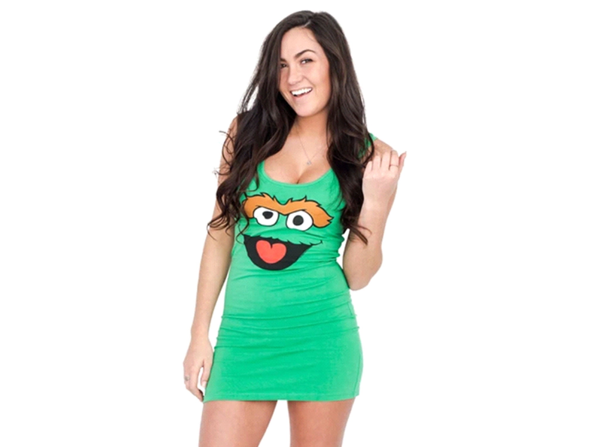 Oscar the Grouch Junior Women's Green Slim Fit Stretch Tank Dress ...