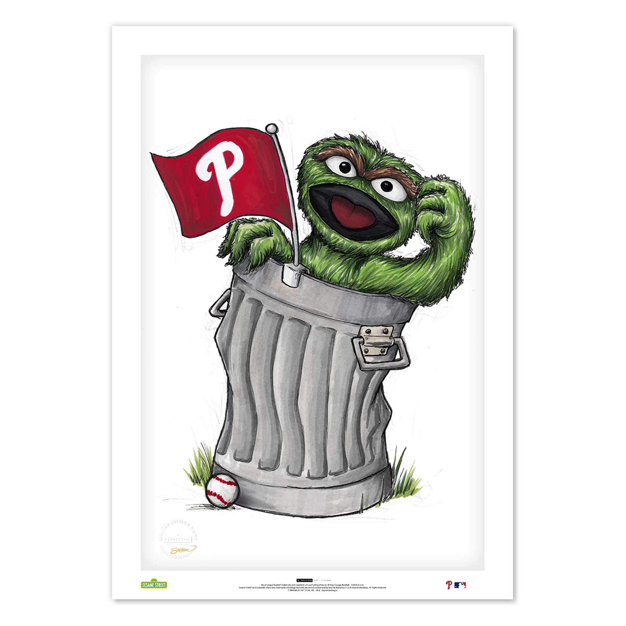 Oscar the Grouch Philadelphia Phillies 24" x 36" Sesame Street Limited ...