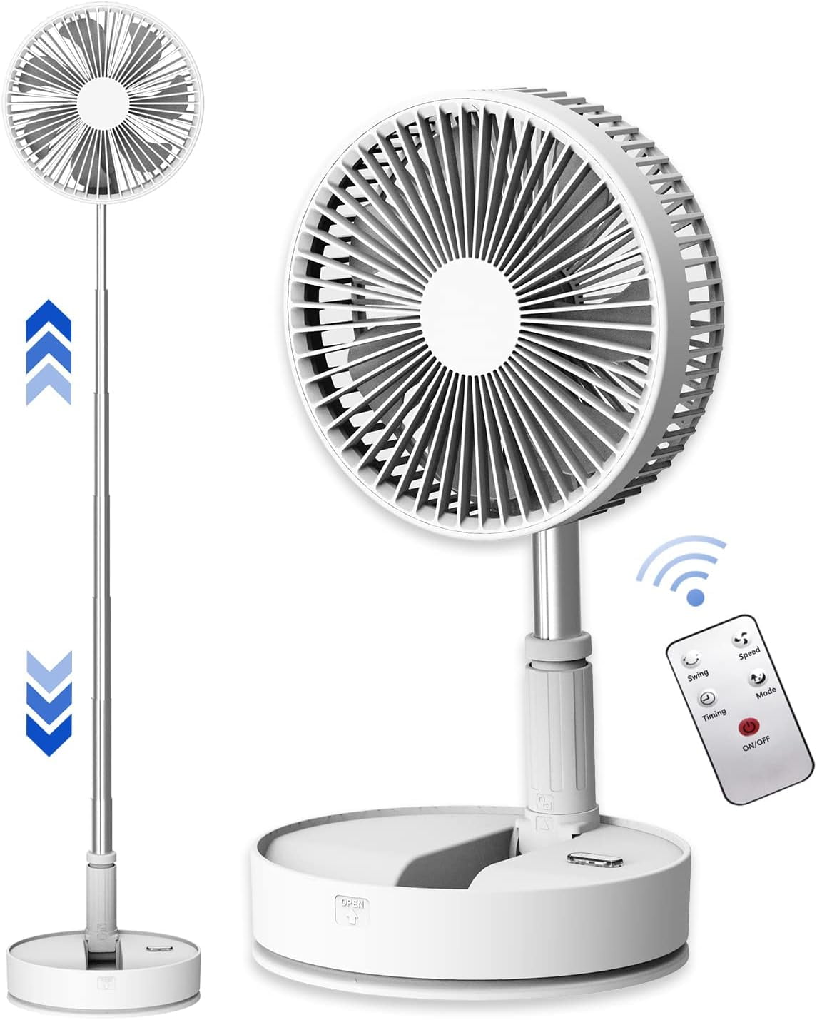 Oscillating Fan with Remote Control, 7200mAh Rechargeable Battery ...