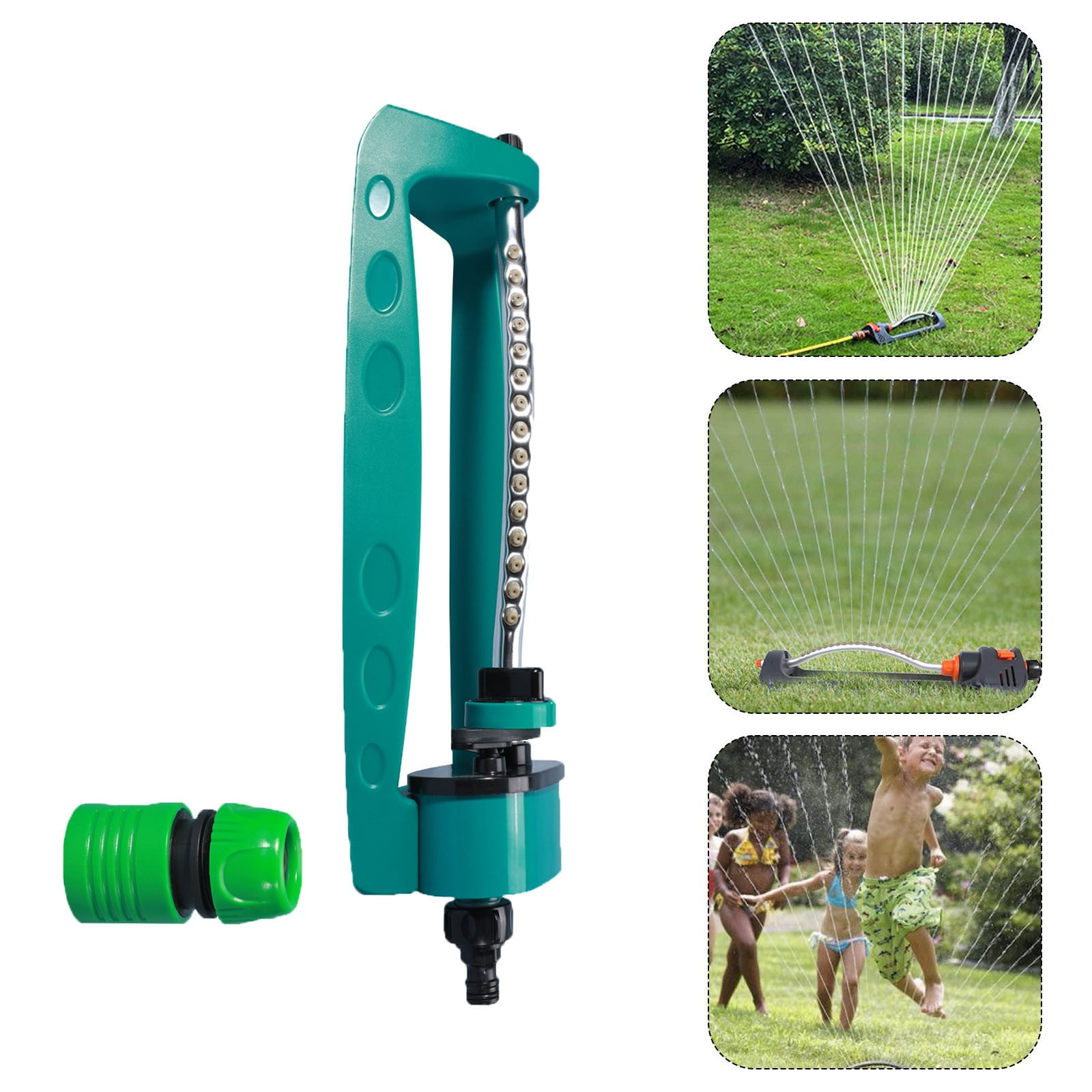 Oscillating Lawn Sprinkler with 19 Brass Nozzles, Adjustable 4 Spray ...