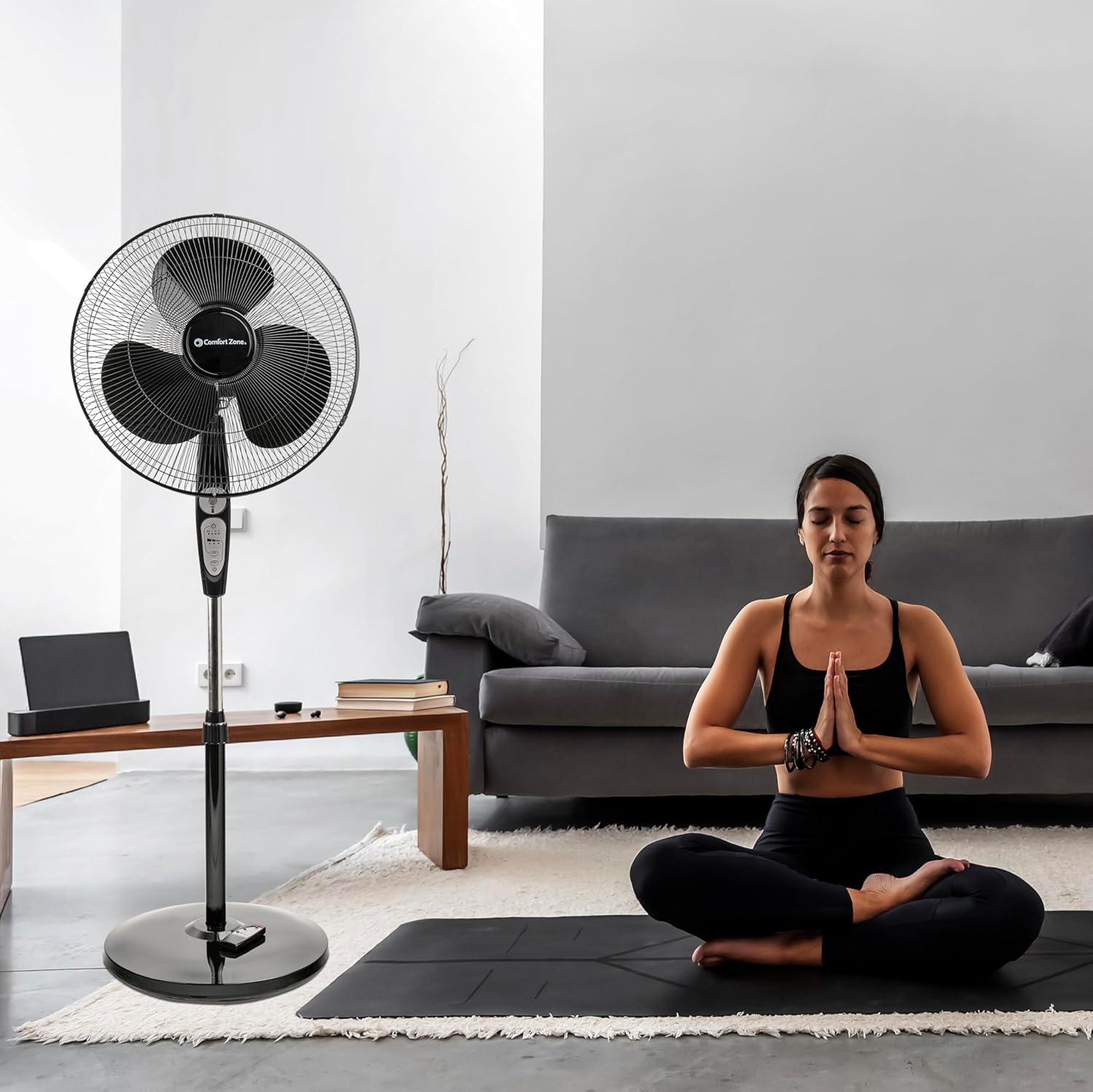 Oscillating Pedestal Fan with Remote Control, Stand Fan, 18 inch, 3 ...