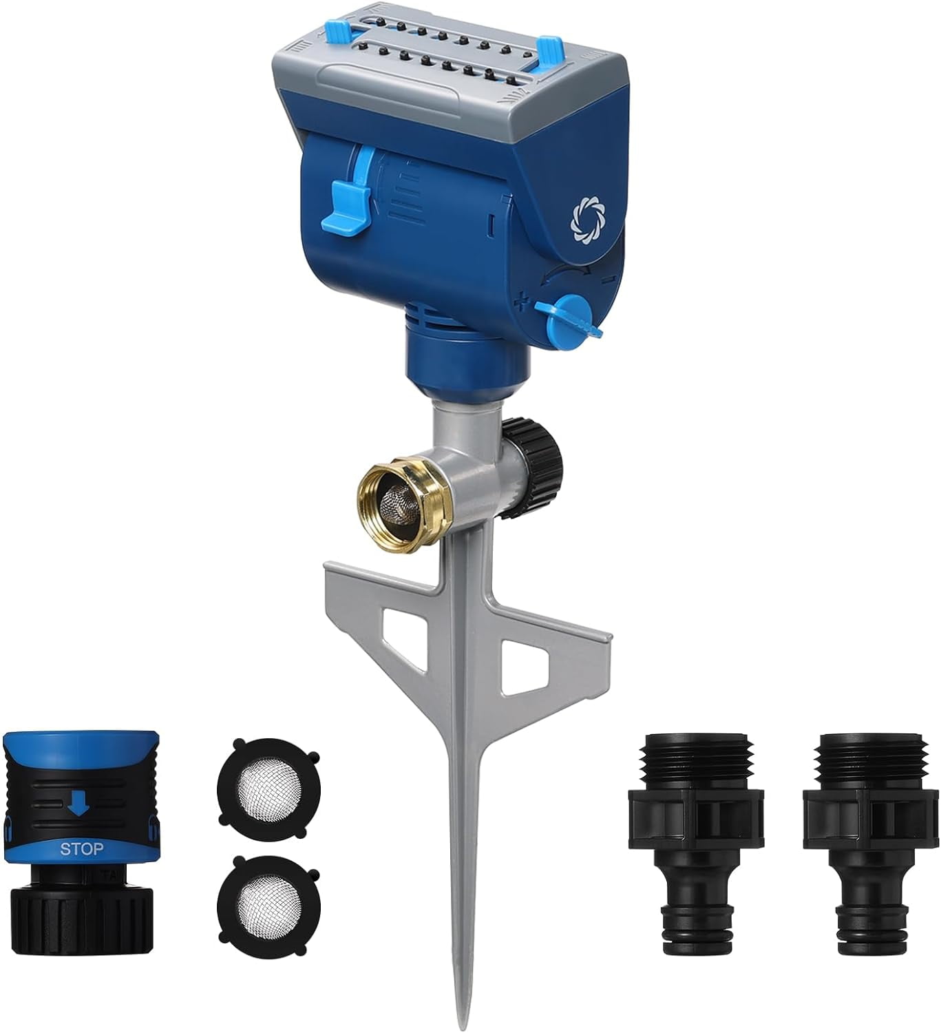 Oscillating Sprinkler with Metal Step Spike and Quick Connect Adapter ...