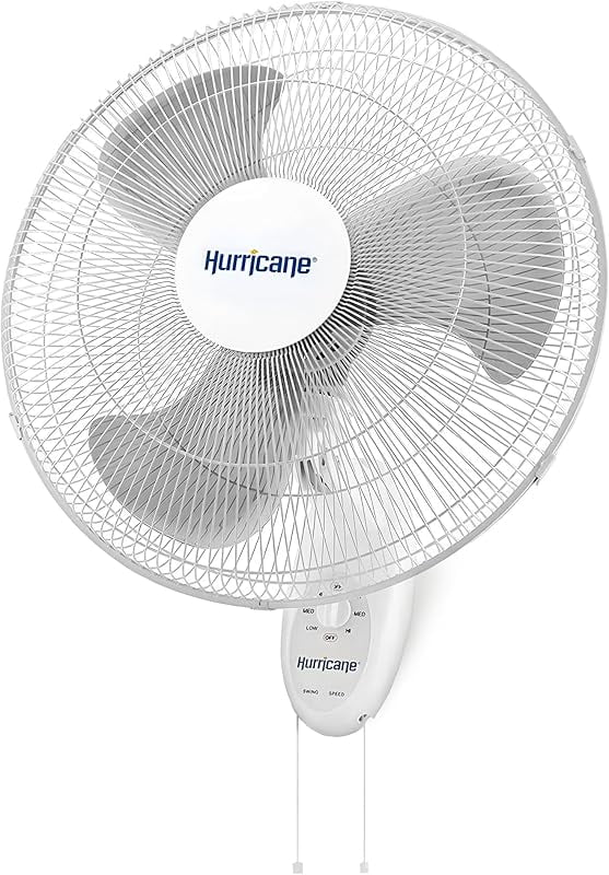 Oscillating Wall Mount Fan, 3 Speed Quiet Indoor Cooling, Supreme, 18 ...