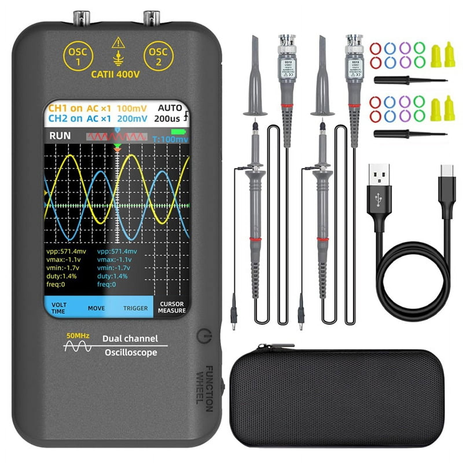 Oscilloscope 3.98 inch Touchscreen Digital oscilloscope Dual Channel Bandwidth 250MSa/sSampling ...