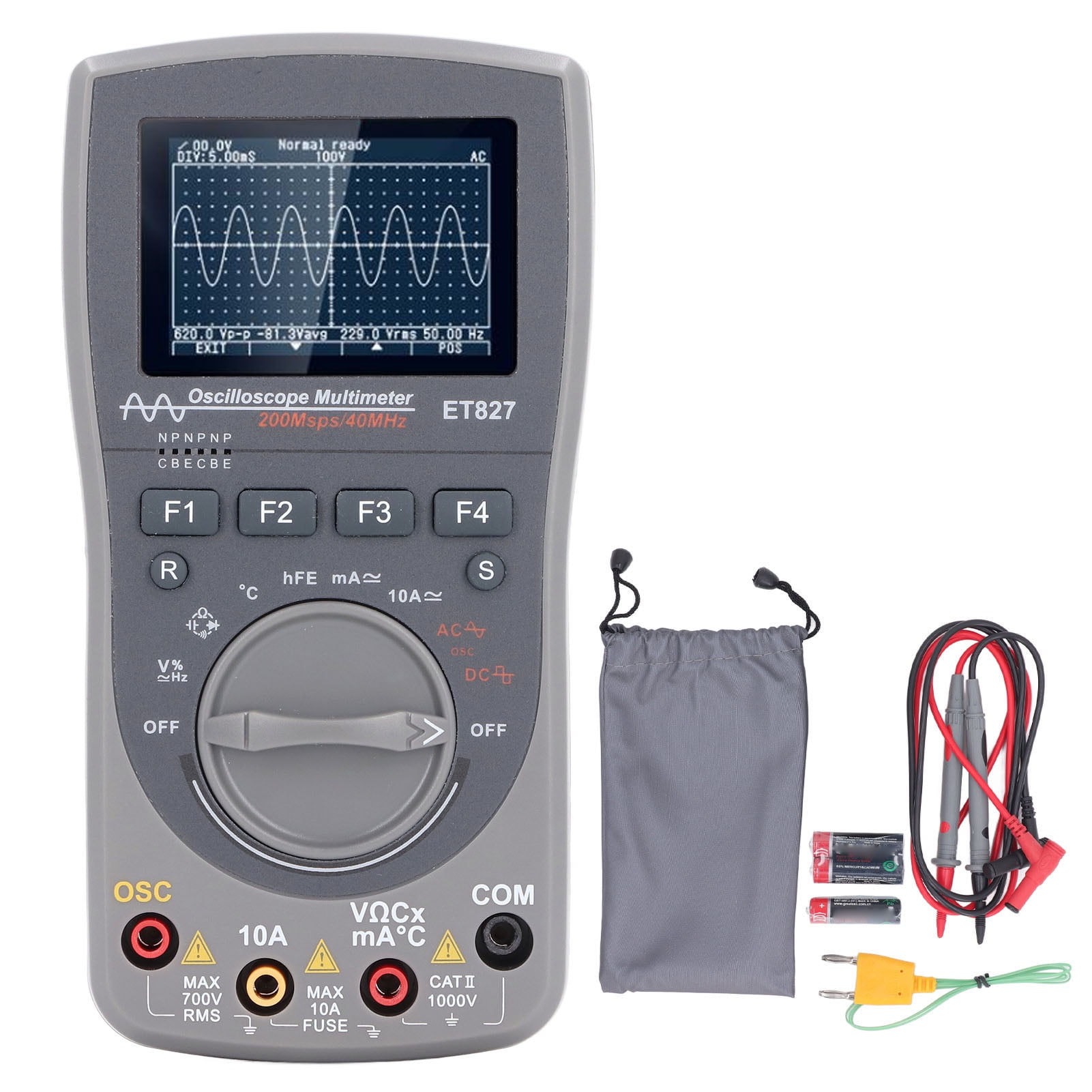 Oscilloscope Multimeter 2 in 1 40MHz Analog Bandwidth 200Msps Sampling ...