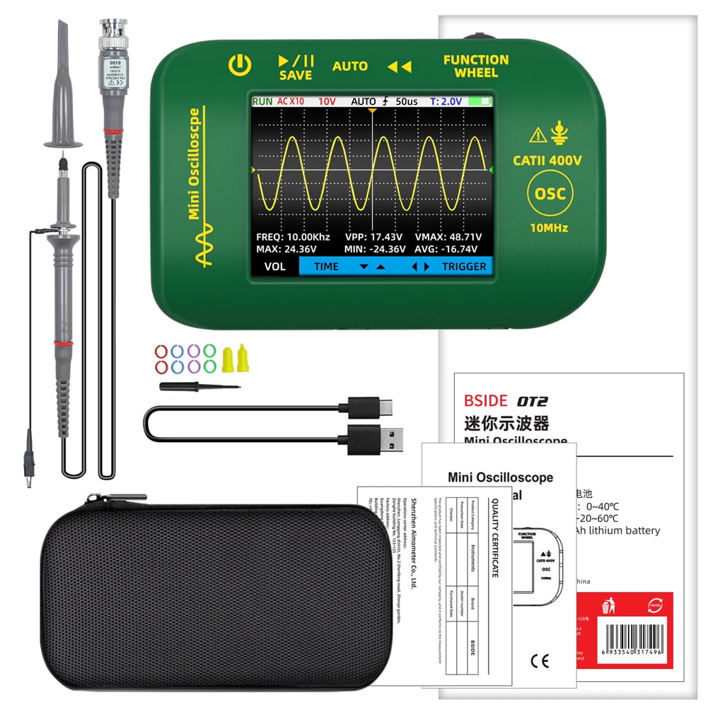 Oscilloscope,Oscope Meter Display Handheld Data 10mhz 2.8-inch Test ...