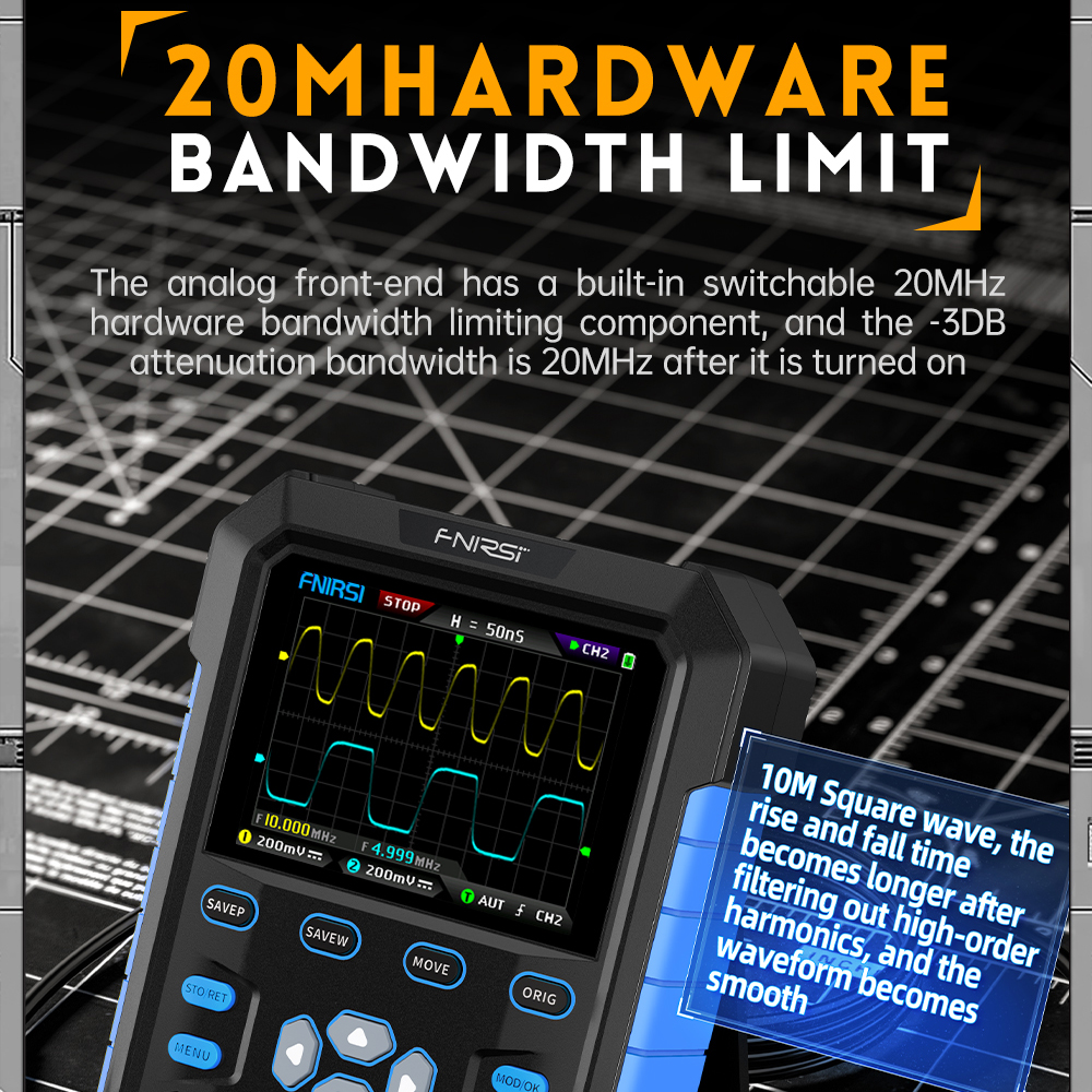 Oscilloscope,Rate 2.8inch Portable 20m Fluorescent Dual-channel 2in1 ...