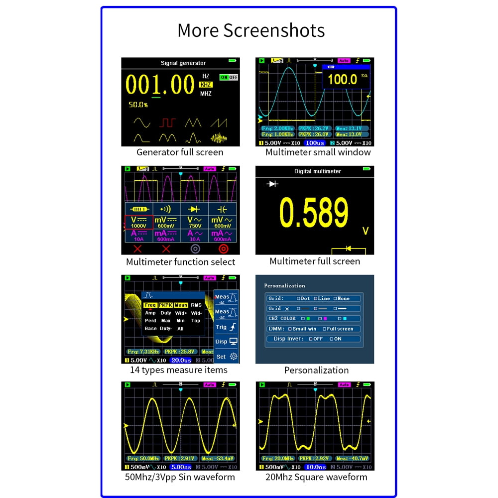 Oscilloscope,Rate Dual Channel Dual Channel Oscillometer 3.2inch Ips ...