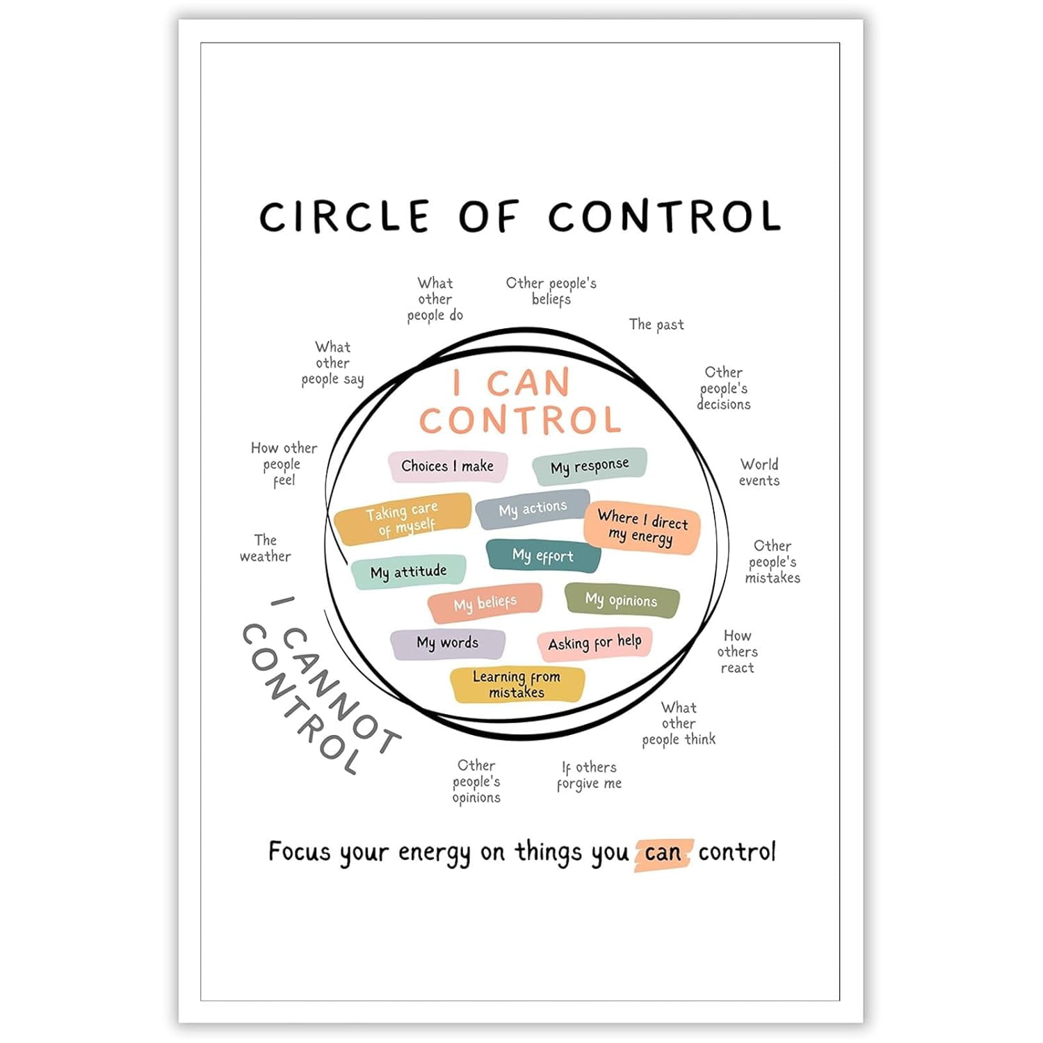 Osdfem Circle Of Control Poster Mental Health Poster What I Can And ...