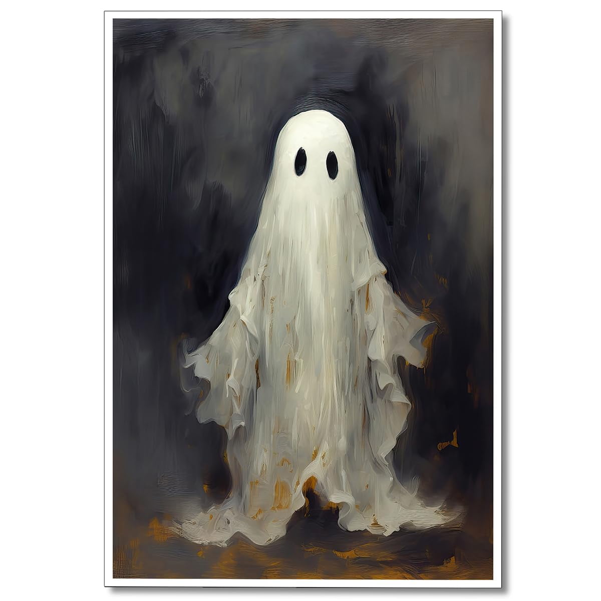 Osdfem Cute Halloween Ghost Wall Art, Abstract Cute Ghost Oil Painting ...