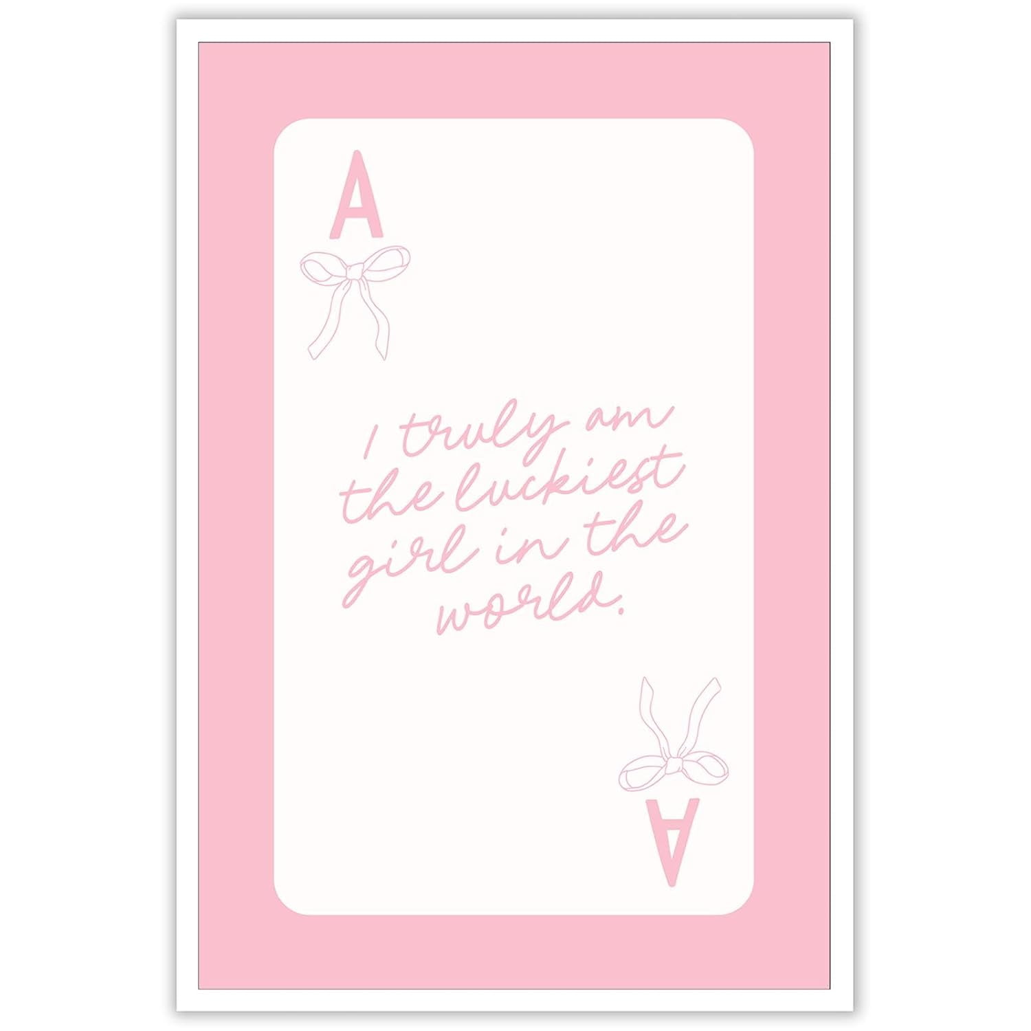 Osdfem Lucky Girl Syndrome Poster Trendy Ace Card Print Pink Bow Wall ...