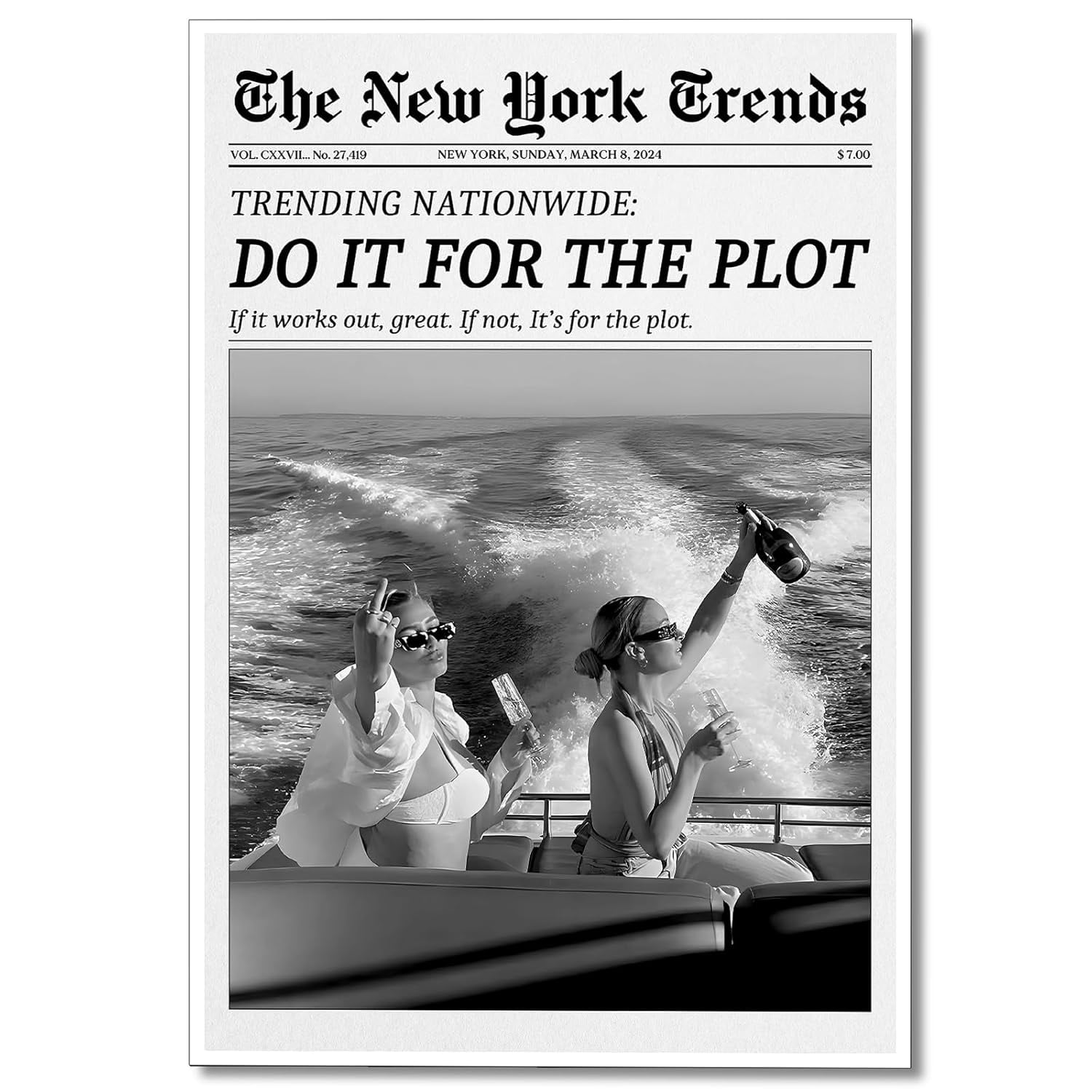 Osdfem Trendy Black And White Wall Art, Funky Girl Aesthetic Preppy ...