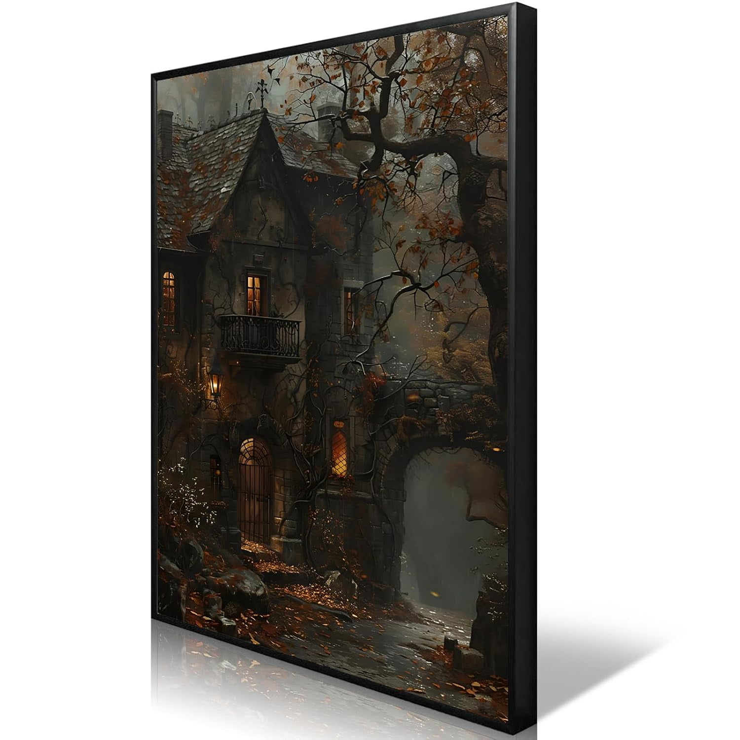 Osdfem Vintage Halloween Wall Art, Victorian House Print Painting ...