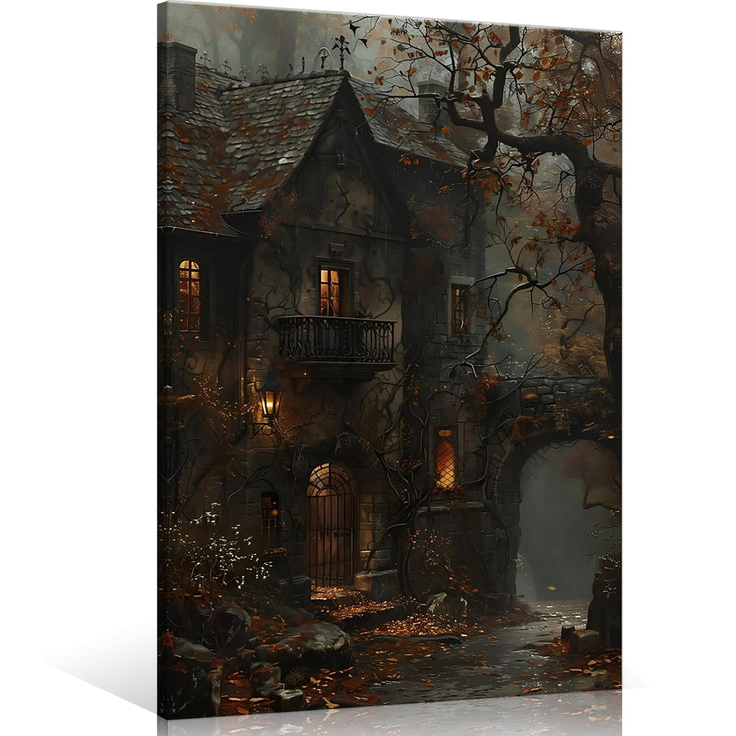 Osdfem Vintage Halloween Wall Art, Victorian House Print Painting ...