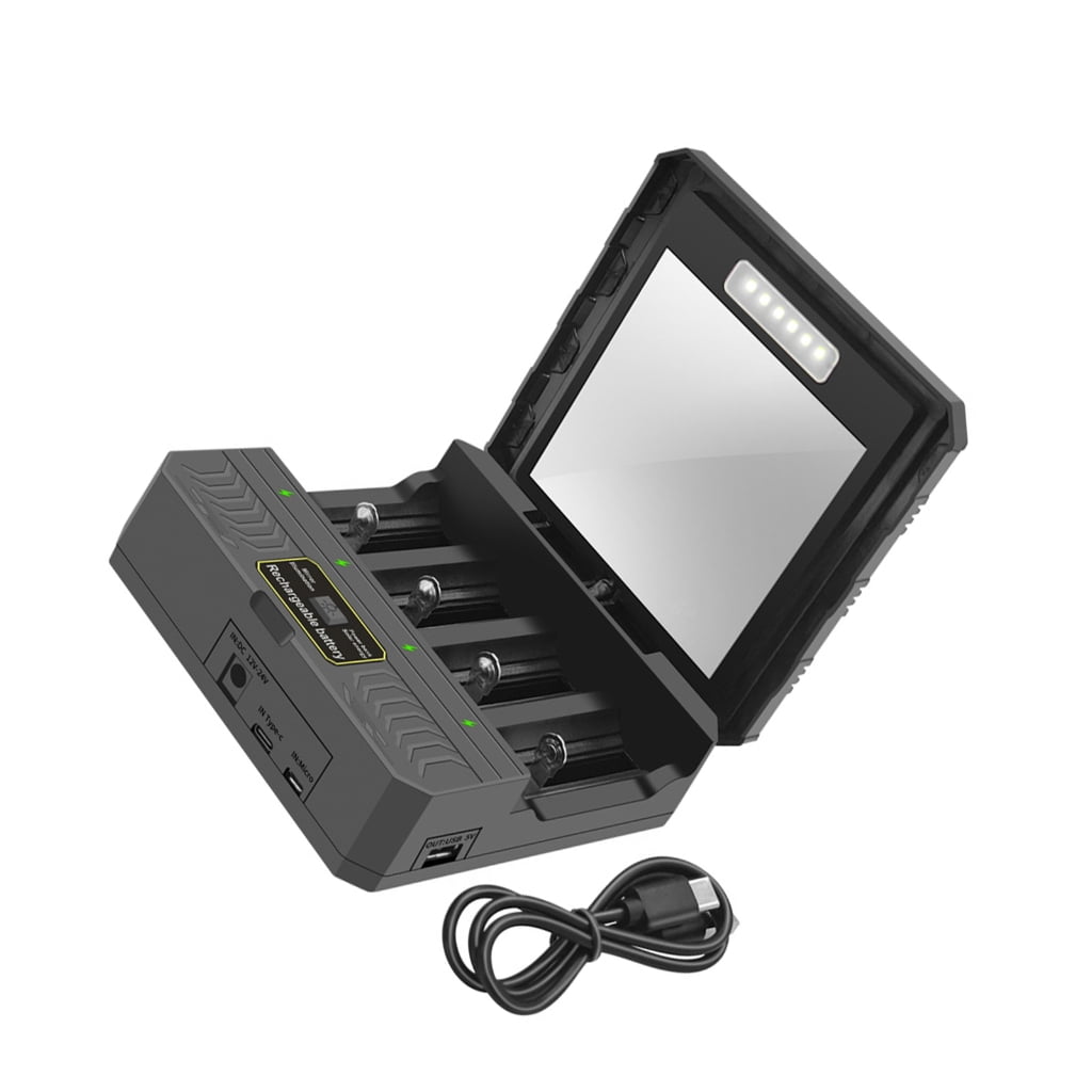 Osdhezcn 18650 Lithium Battery Solar Charger 4 Slot Type C Intelligent ...