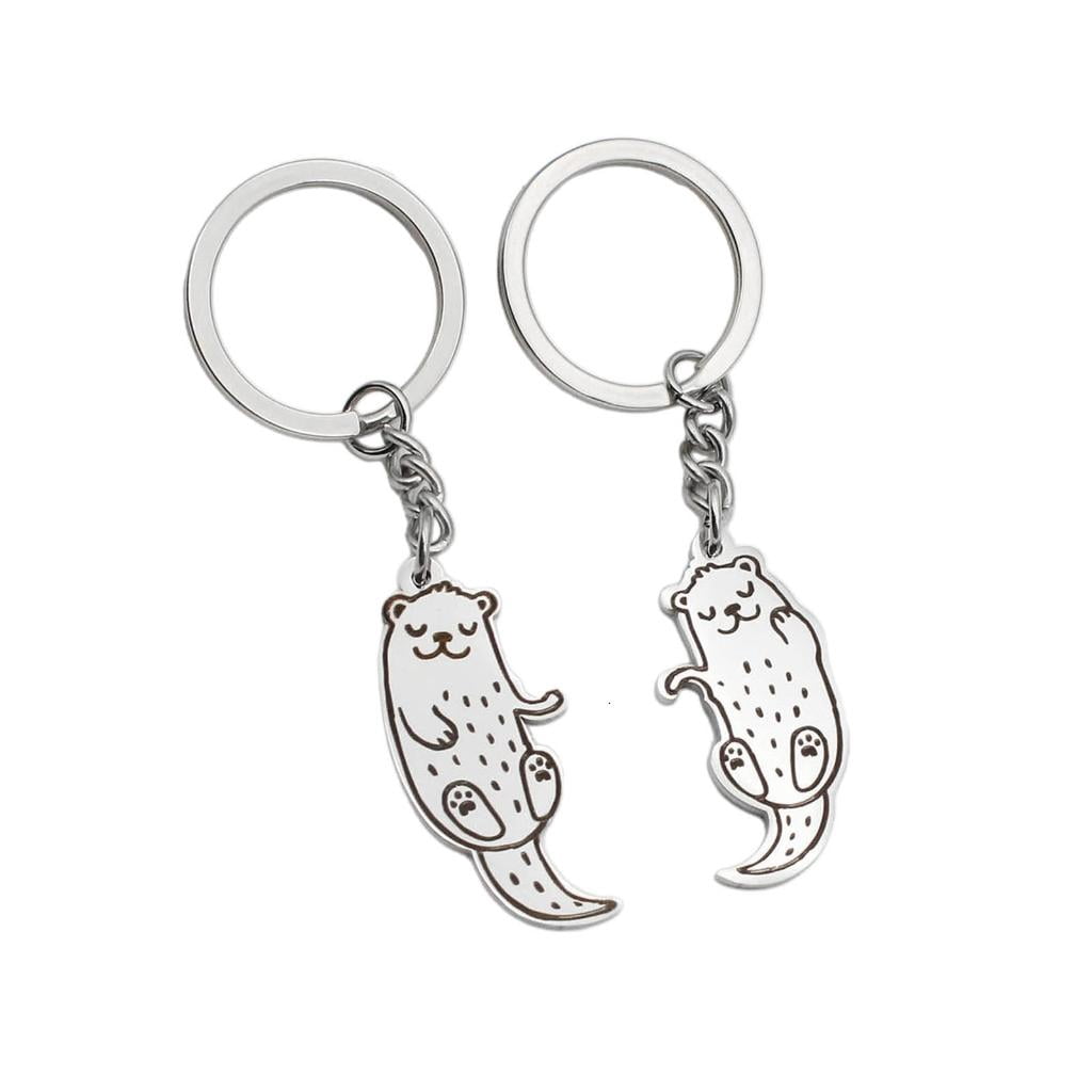 Osdhezcn 2 Pieces Metal Keyring Set Otters Souvenir Keychain Functional ...