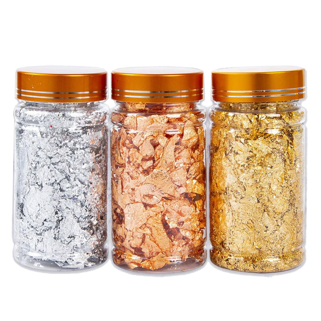 Osdhezcn 3 Bottles Gold Foil Flakes for Resin Metal Leaf Color Metallic ...
