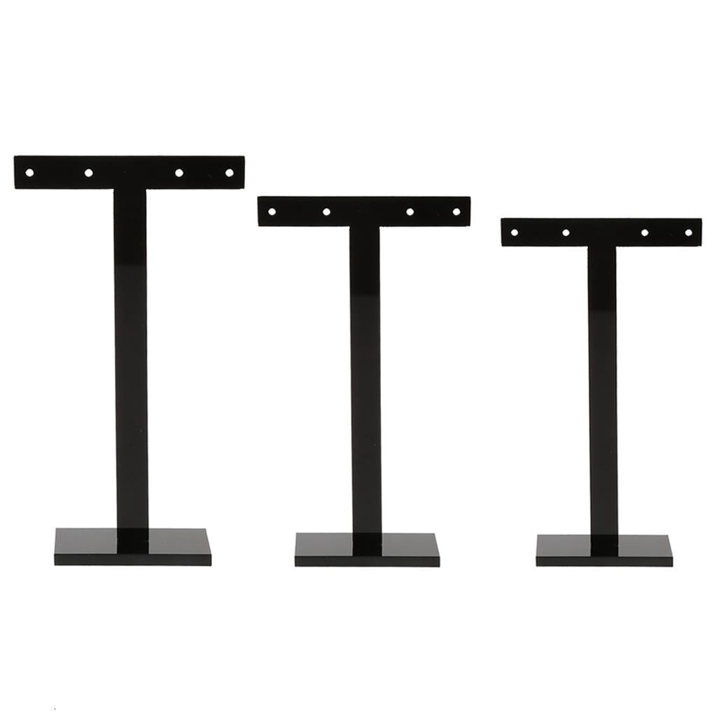 Osdhezcn 3x Transparent Black Acrylic Earrings Stand Holder T-shape Ear ...