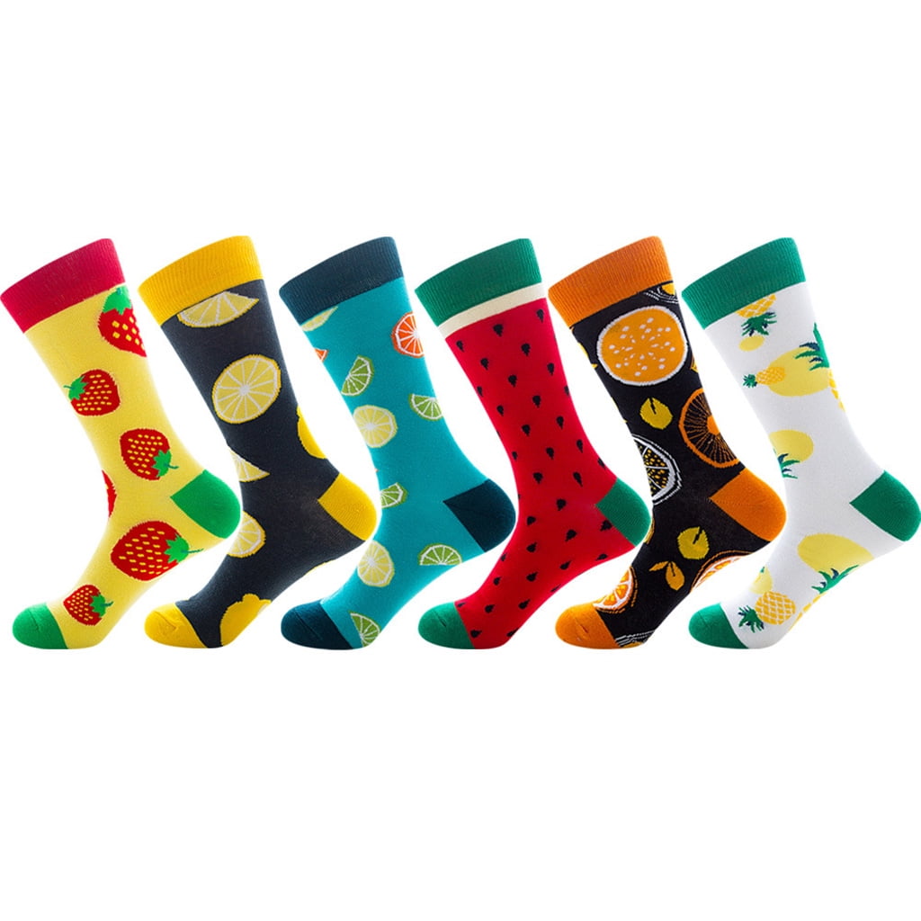 Osdhezcn 6 Pairs Men Women Funny Novelty Cotton Crew Socks Bright ...