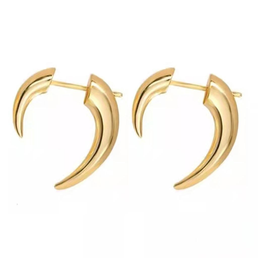 Osdhezcn C-shape Double Croissant Crescent-Earrings Front Back Wearing ...