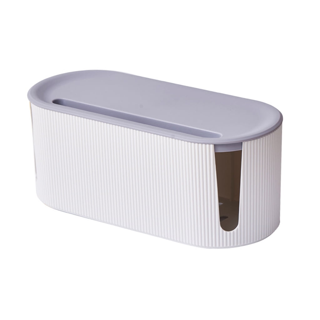 Osdhezcn Cable Management Storage Box with Lid Hollow Out Plastic ...