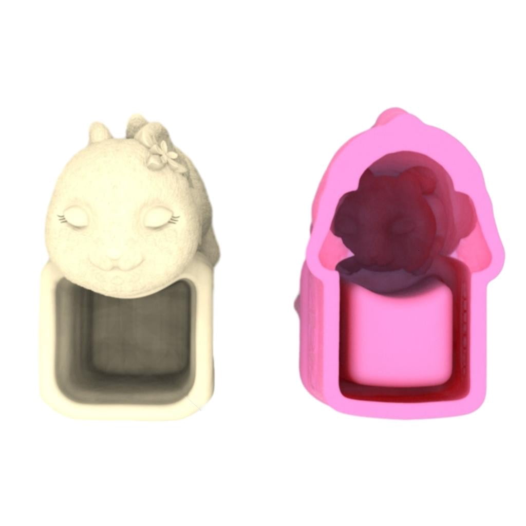Osdhezcn Cute Rabbit Pen Holder Pot Silicone Mold Epoxy Resin Mold ...