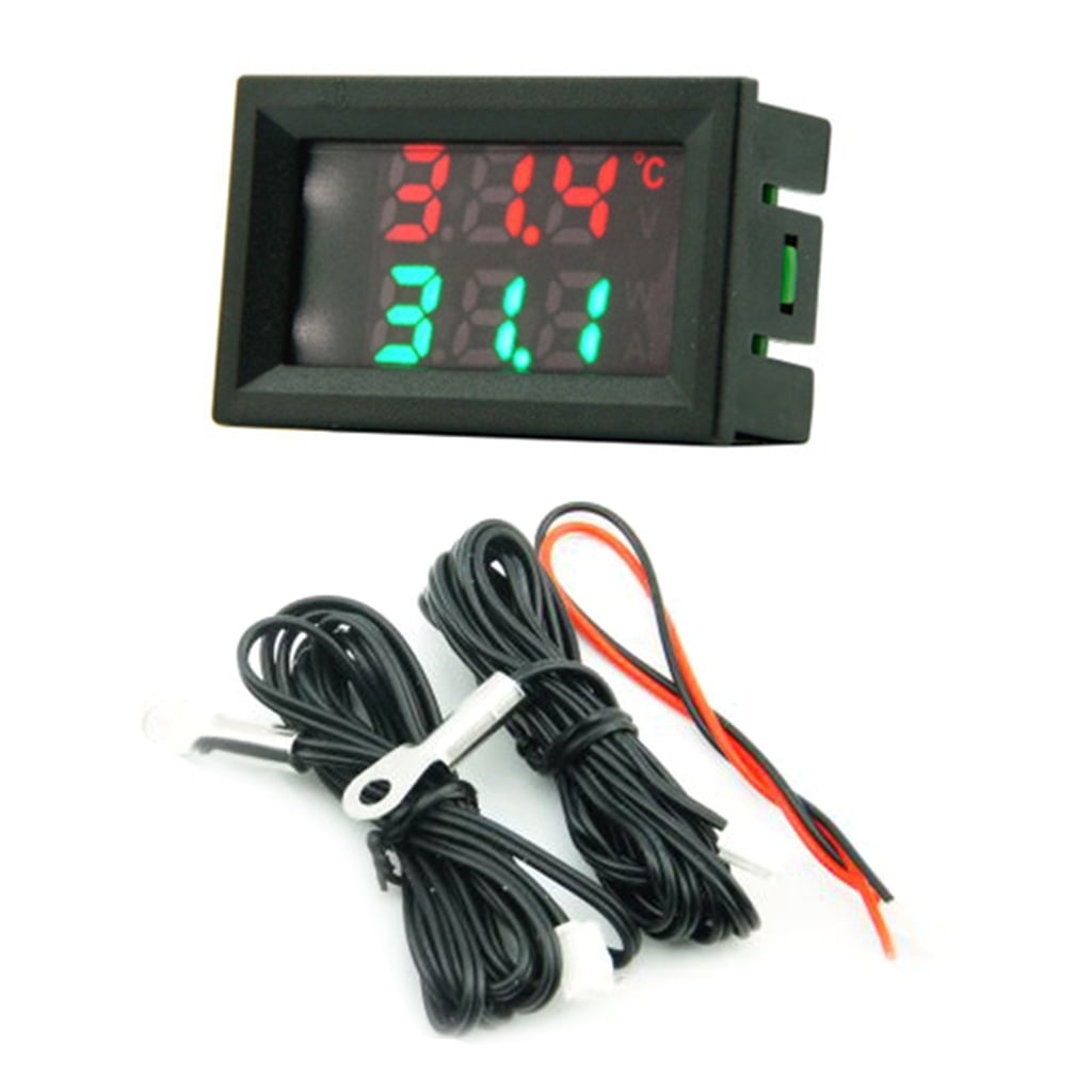 Osdhezcn Dc-Double Display Thermometer Voltmeter Double Temperature for ...