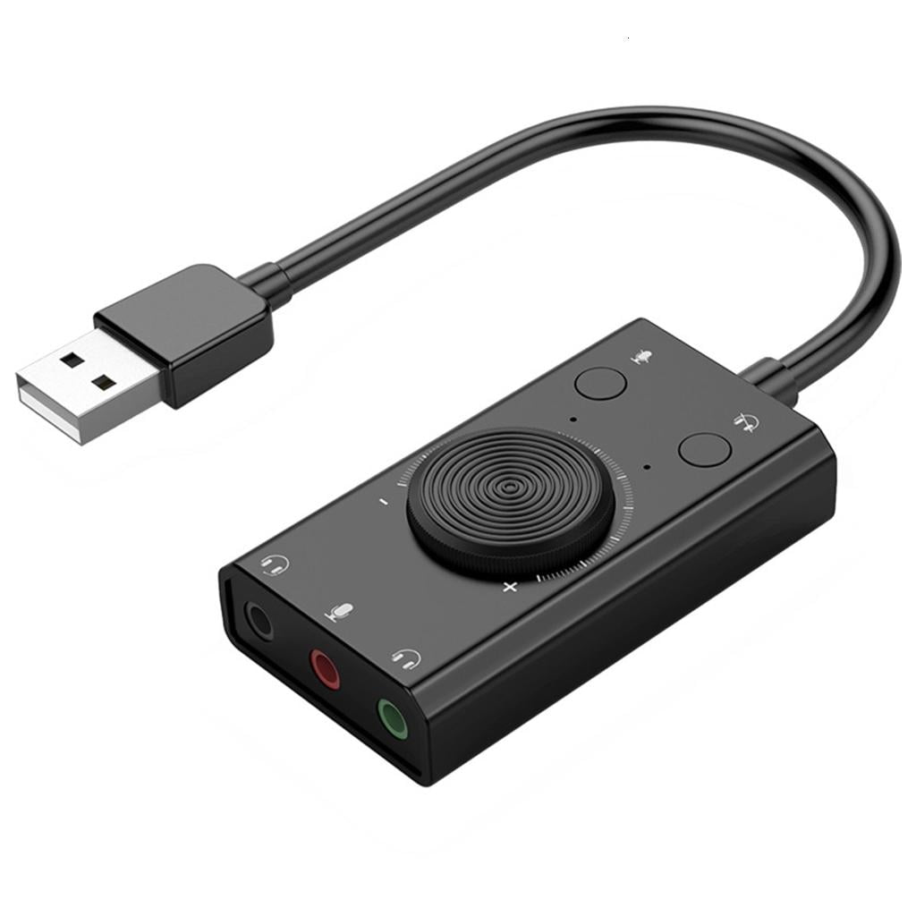 Osdhezcn External USB Sound Card For Microphone Earphone With 3 Port ...