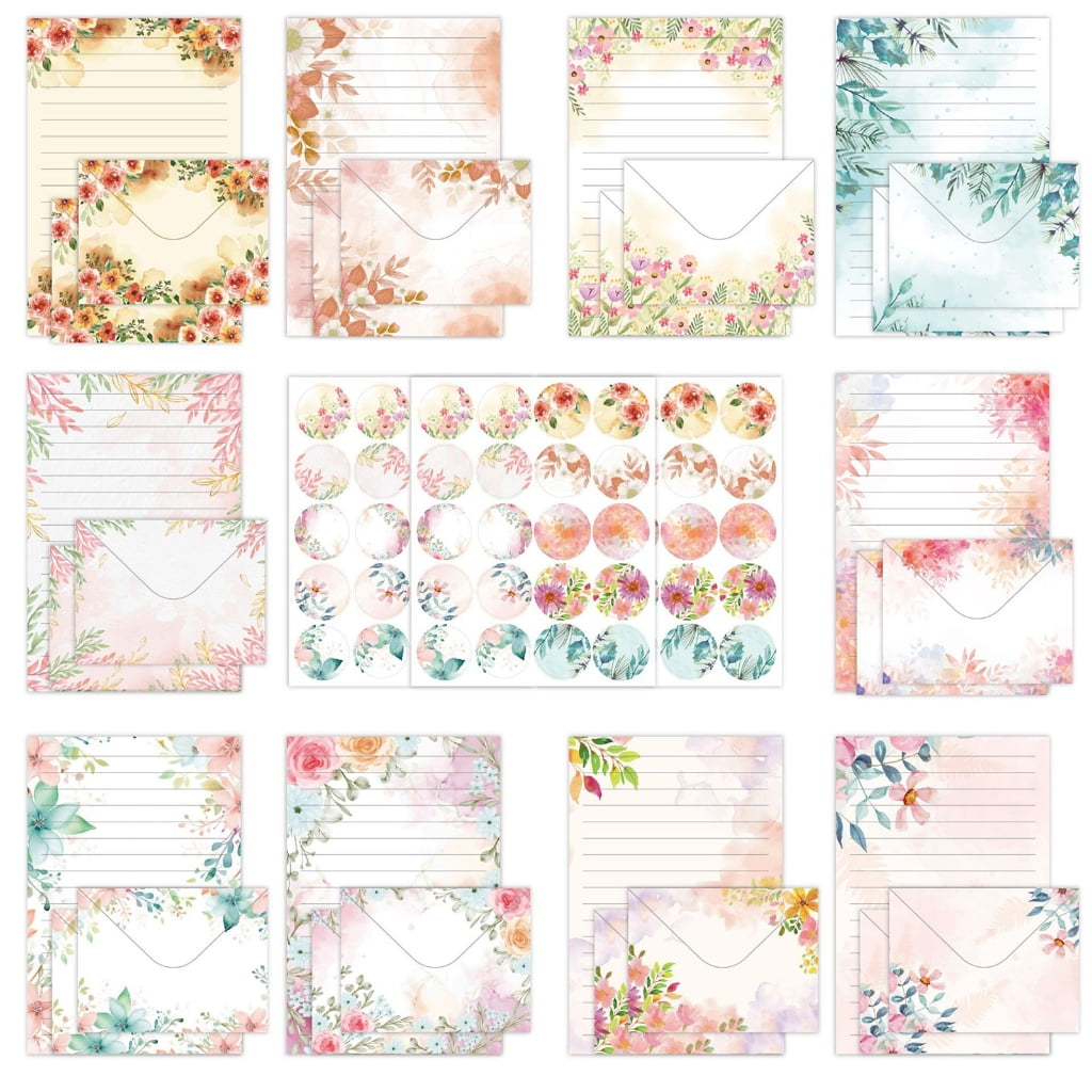 Osdhezcn Flower Stationery Paper Set Including 50 Lined Sheets 50 ...