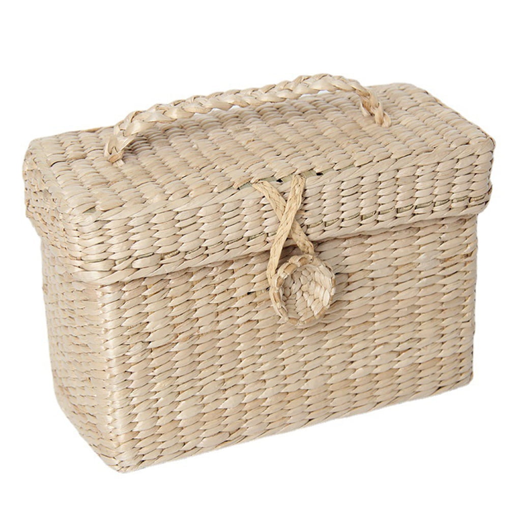 Osdhezcn Handmade Rattan Storage Box with Lid for Bulk Sundries ...