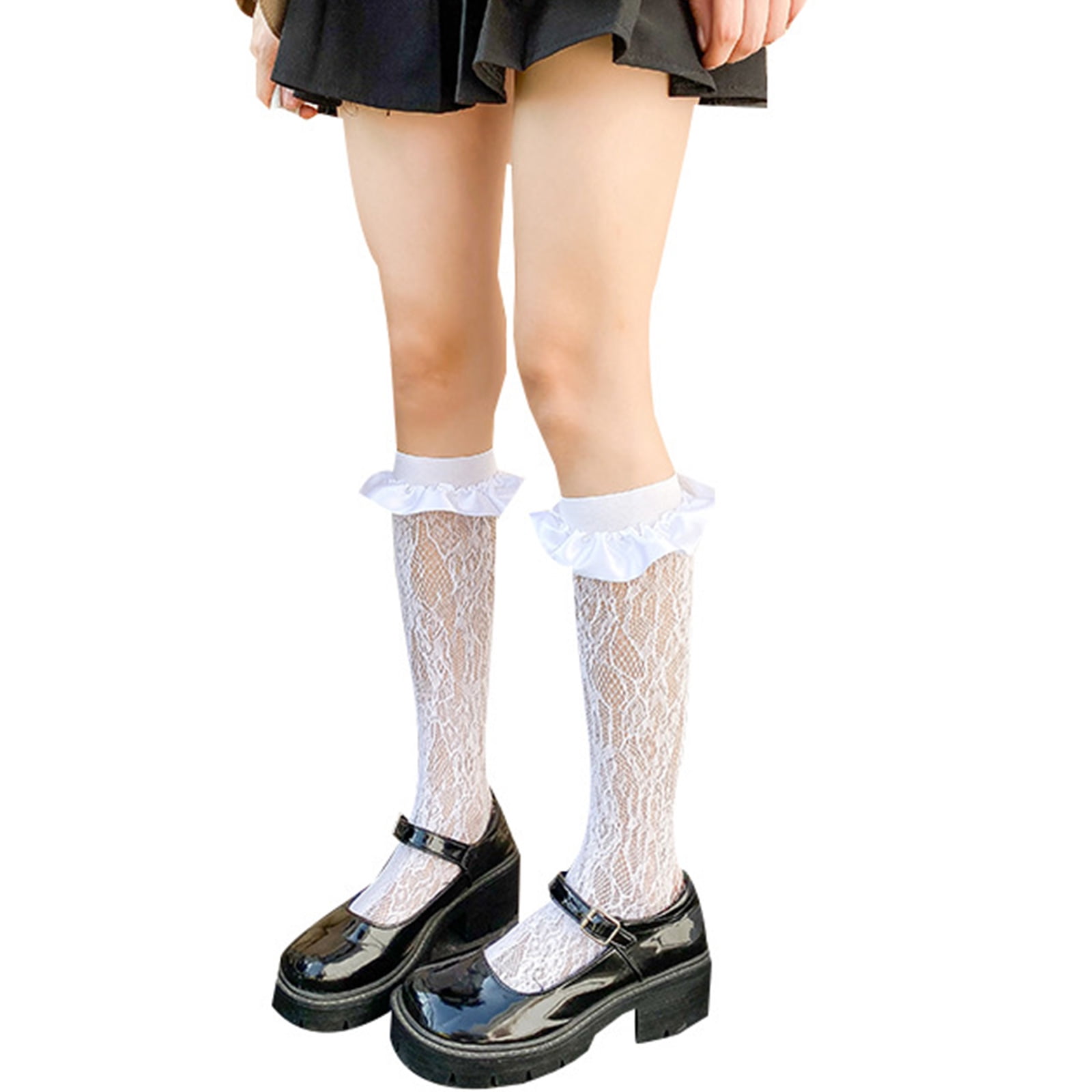 Osdhezcn Japanese Women Lolita Full Lace Knee High Socks Sweet Girls ...