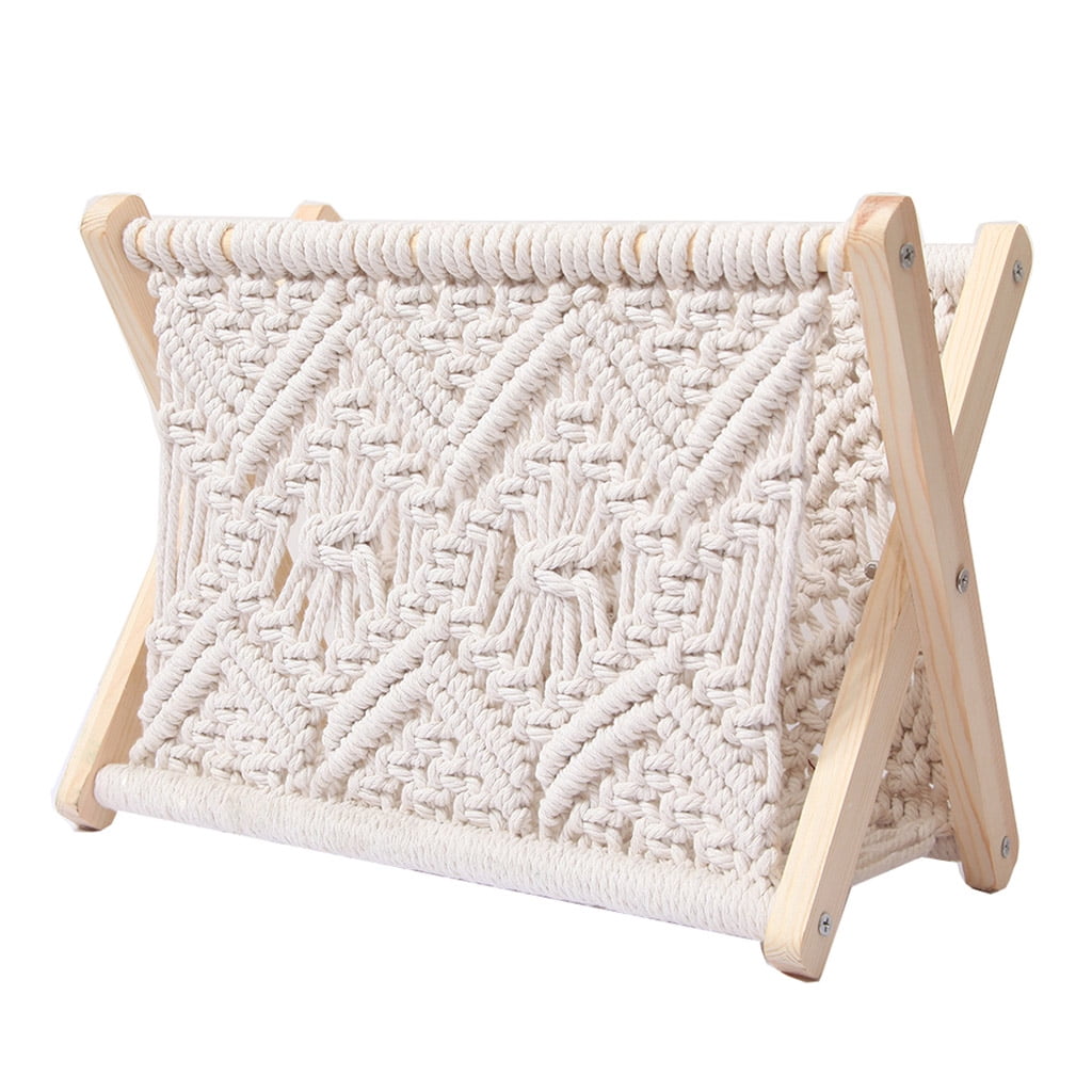 Osdhezcn Nordic Cotton Woven Storage Basket Boho Macrame Magazine Rack ...