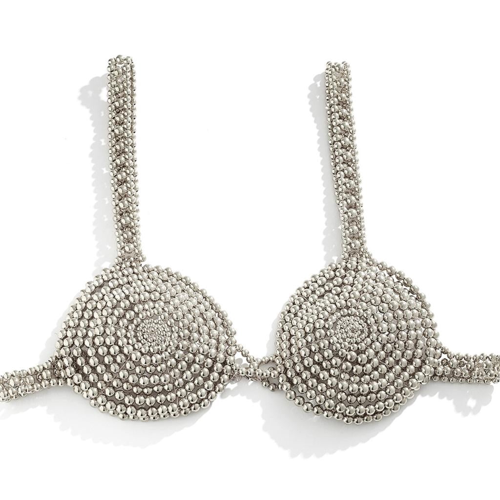 Osdhezcn Pearl Bralette Top Handmade Pearl Bra Pearl Chest Body Chain ...