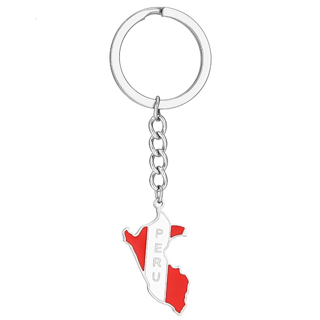 Osdhezcn Peru Map Key Chain for Women Men Titanium Steel Gold Silver ...