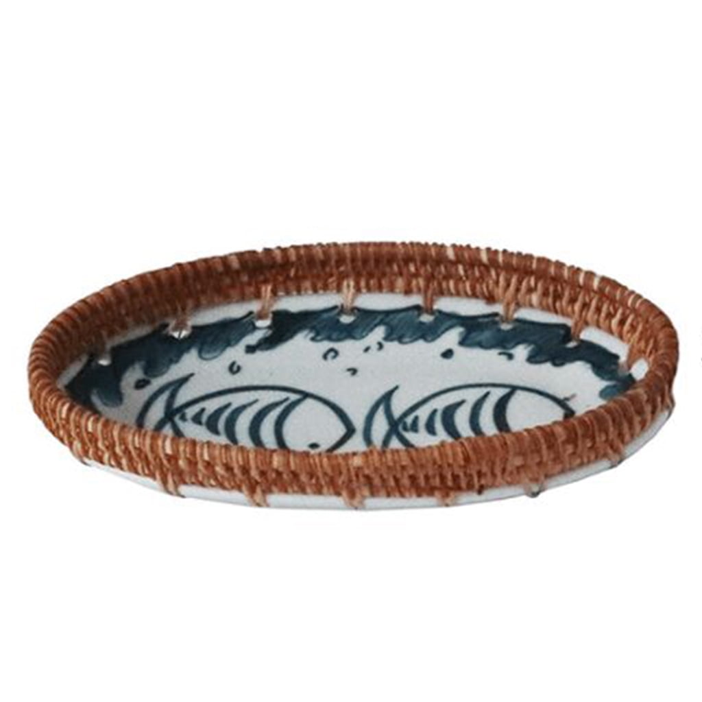 Osdhezcn Practical Tableware Unique Japanese Natural Rattan Plates ...