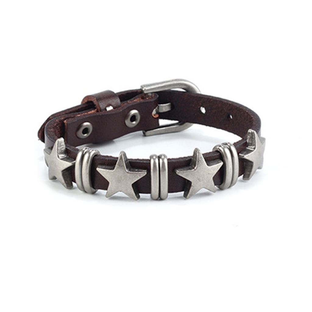 Osdhezcn Punk Rock Wrap Star Leather Bracelet Vintage Star Spiker Rivet ...