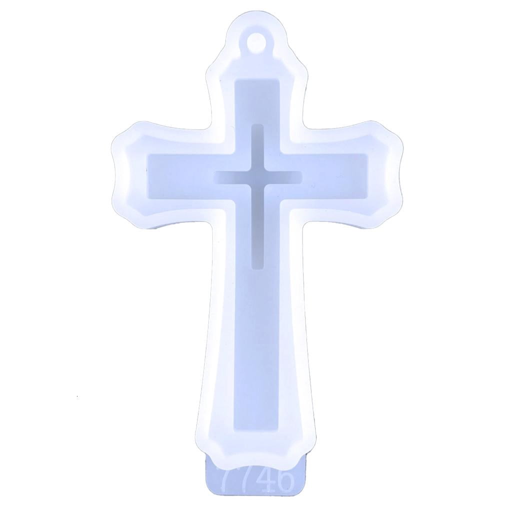 Osdhezcn Shiny Cross Silicone Mold DIY Jewelry Keychain Mould Crucifix ...