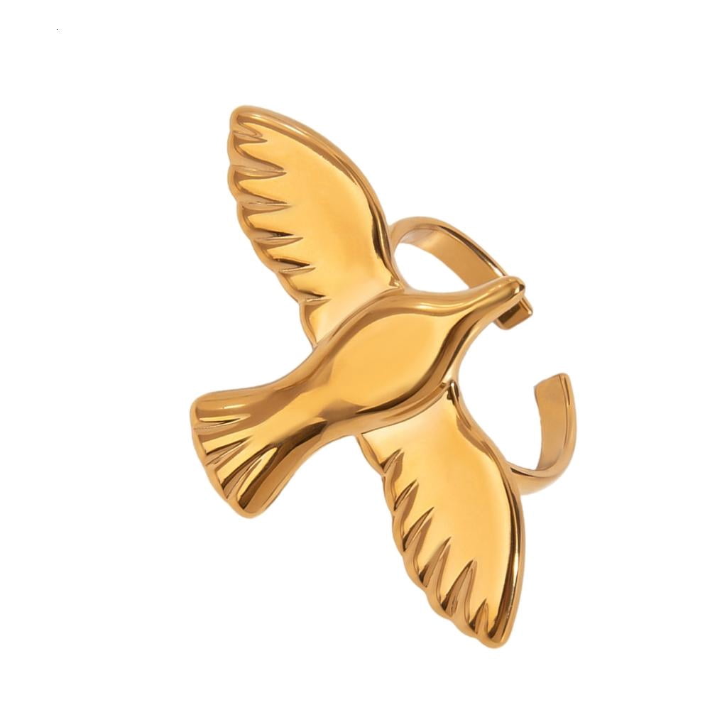 Osdhezcn Stainless Steel Open Ring Peace Doves Adjustable Ring Freedom ...