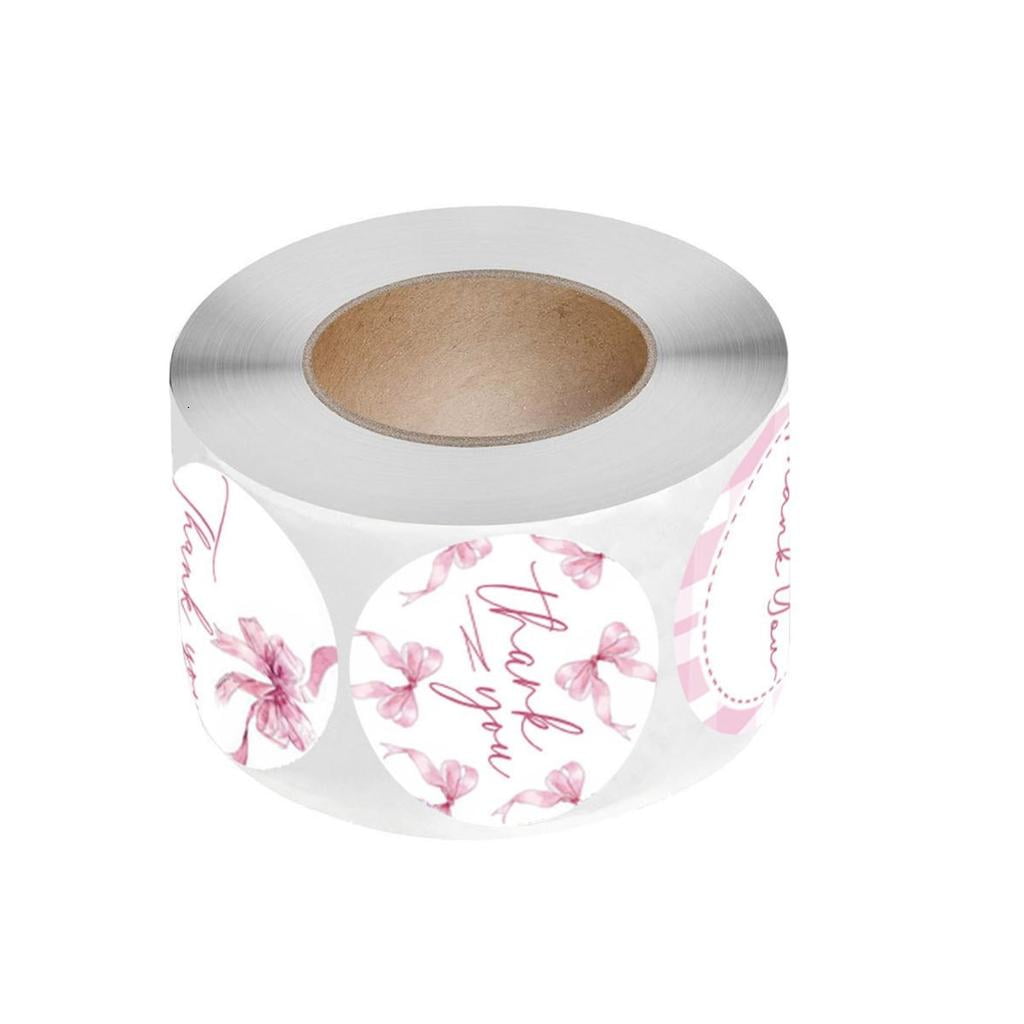 Osdhezcn Thank You Labels Lovely Bows Sticker Round Sticker Decorative ...
