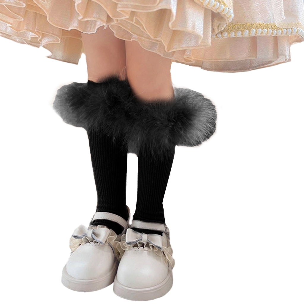 Osdhezcn Toddler MidCalf Socks Cute Furry Edge Knee High Socks 1-13Y ...